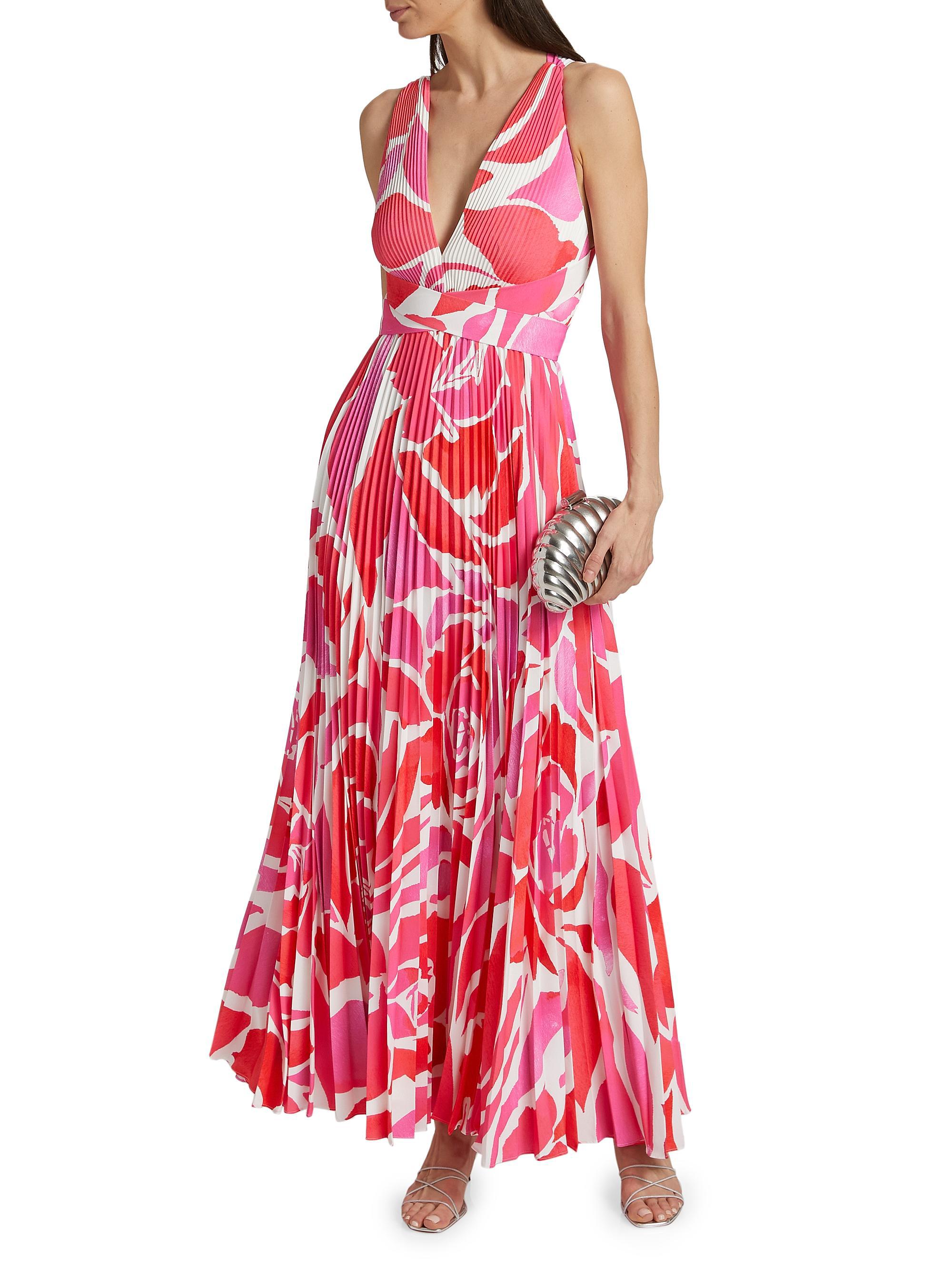 Click here for Milly Womens Oria Dream Rose Plissé Maxi Dress -... prices