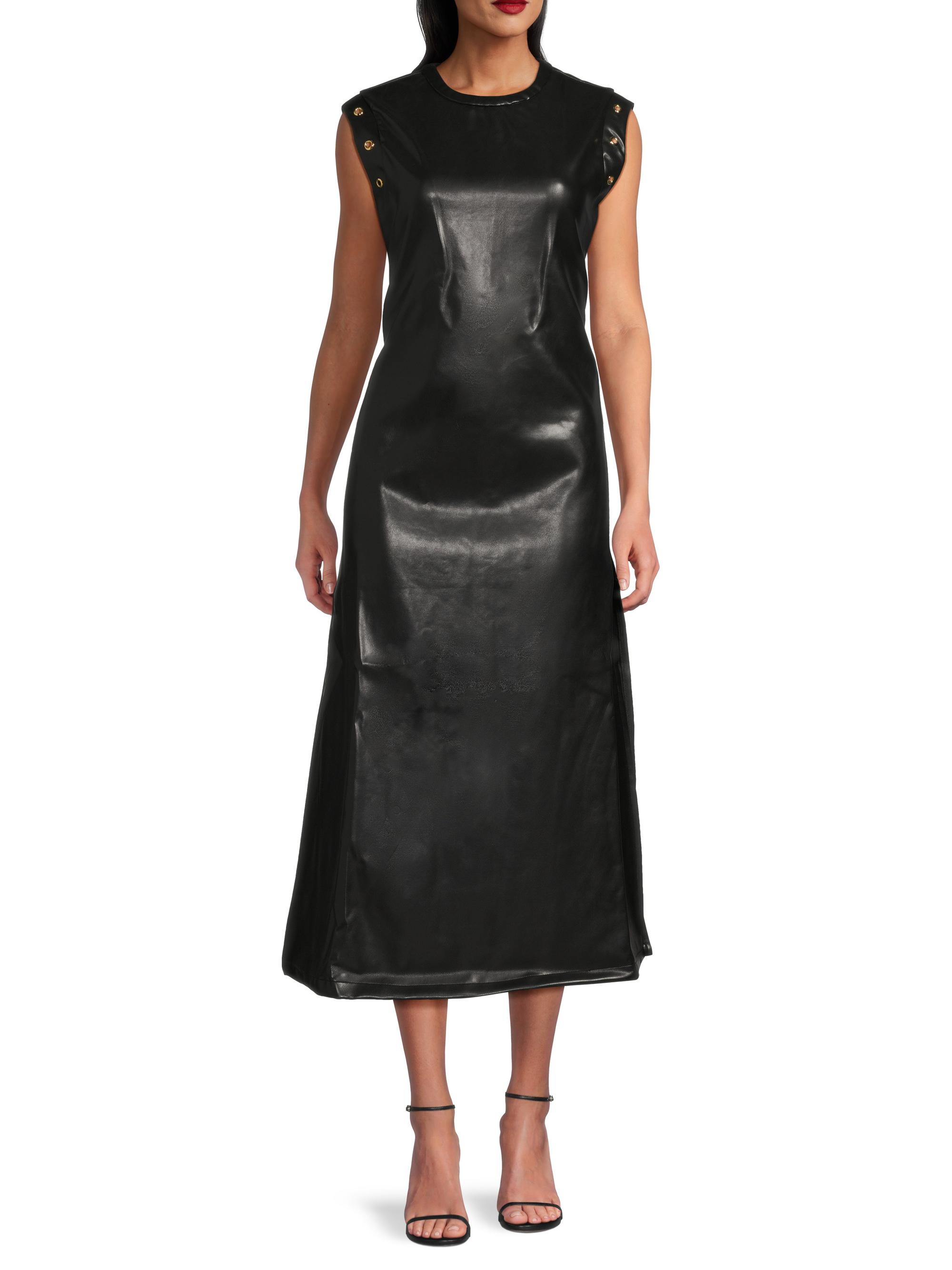 Click here for Area Stars Womens Zera Faux-Leather Maxi Dress - B... prices