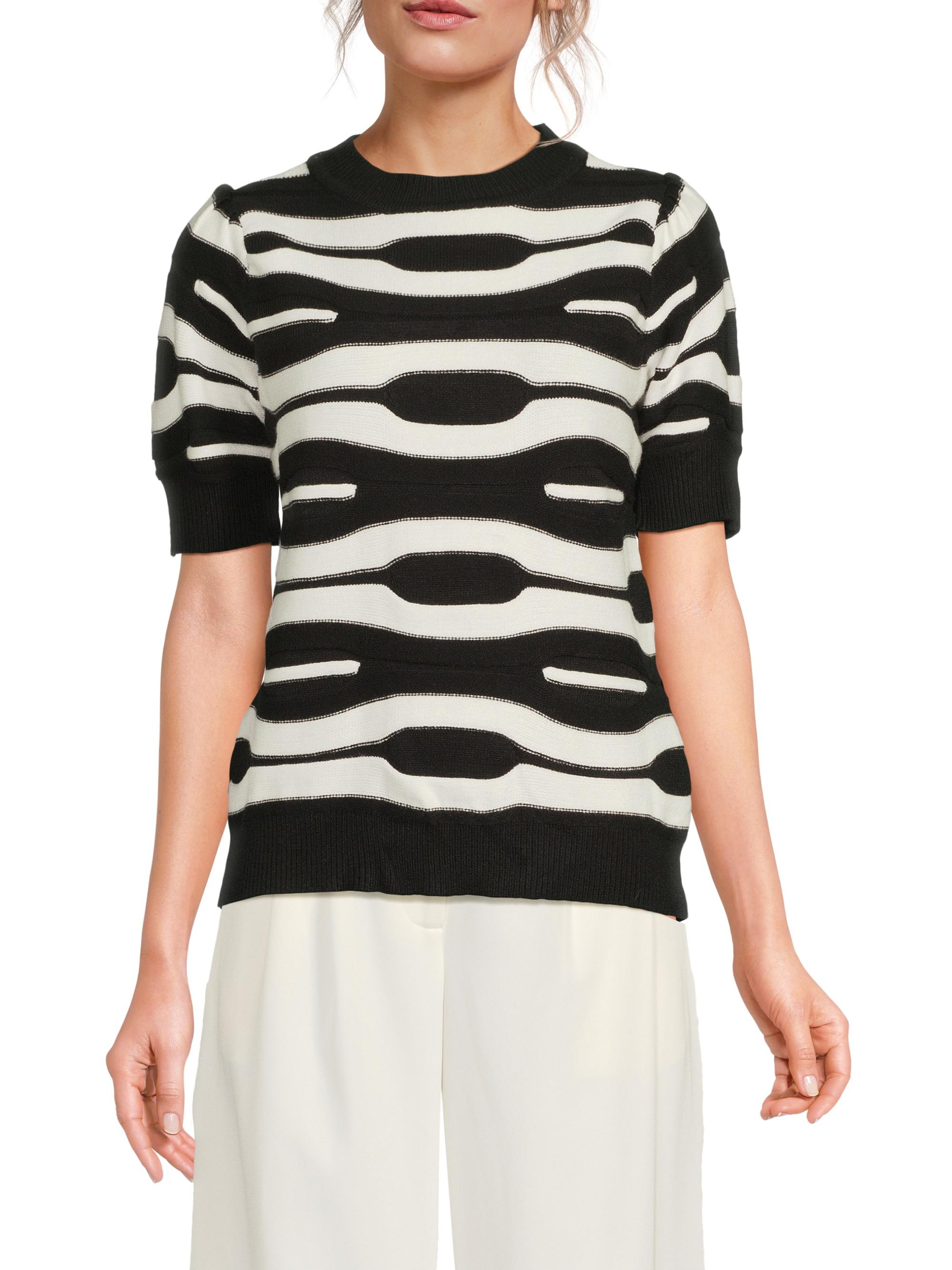 Click here for Area Stars Womens Lara Jacquard Knit Short-Sleeve... prices