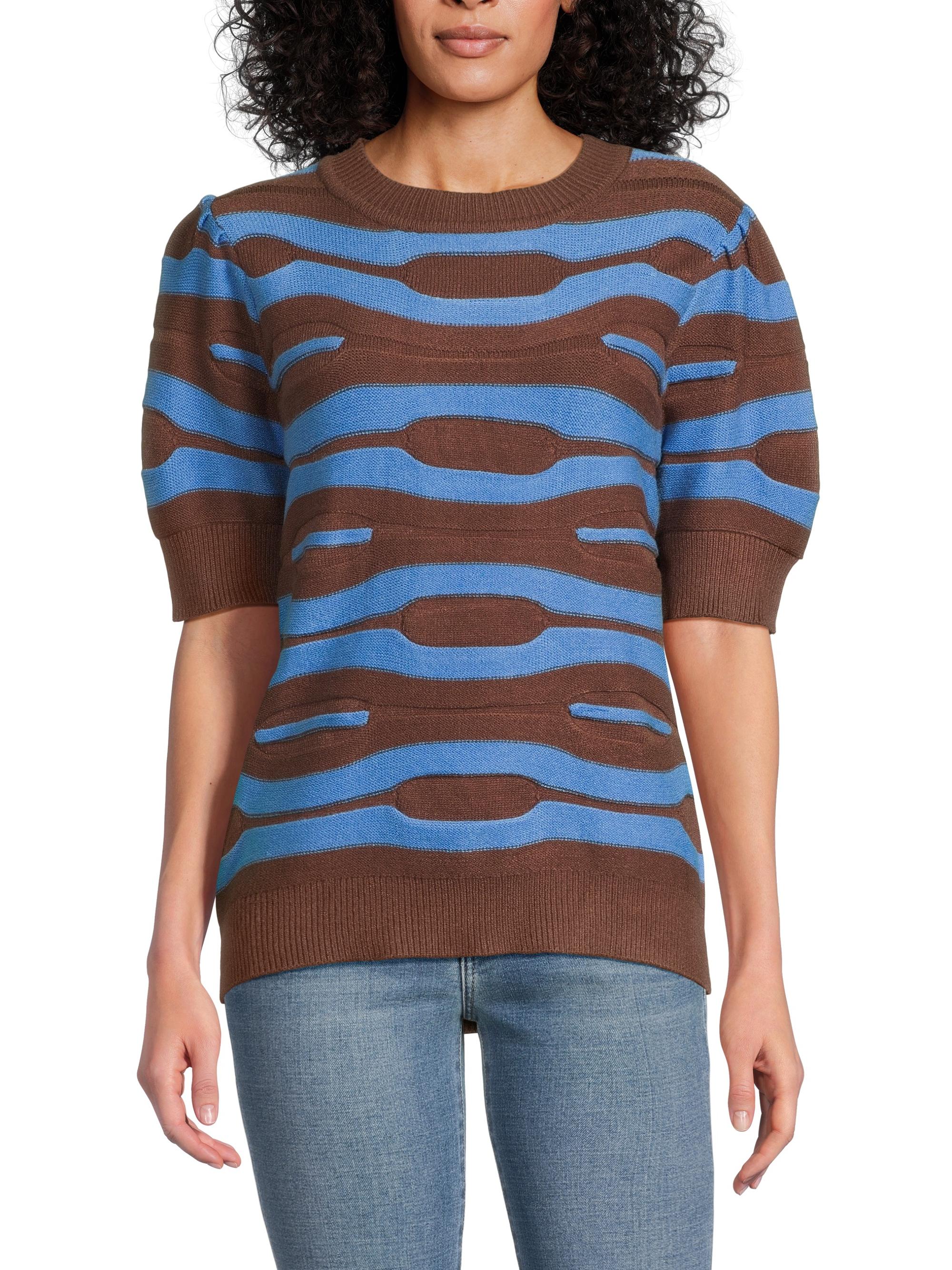 Click here for Area Stars Womens Lara Jacquard Knit Short-Sleeve... prices