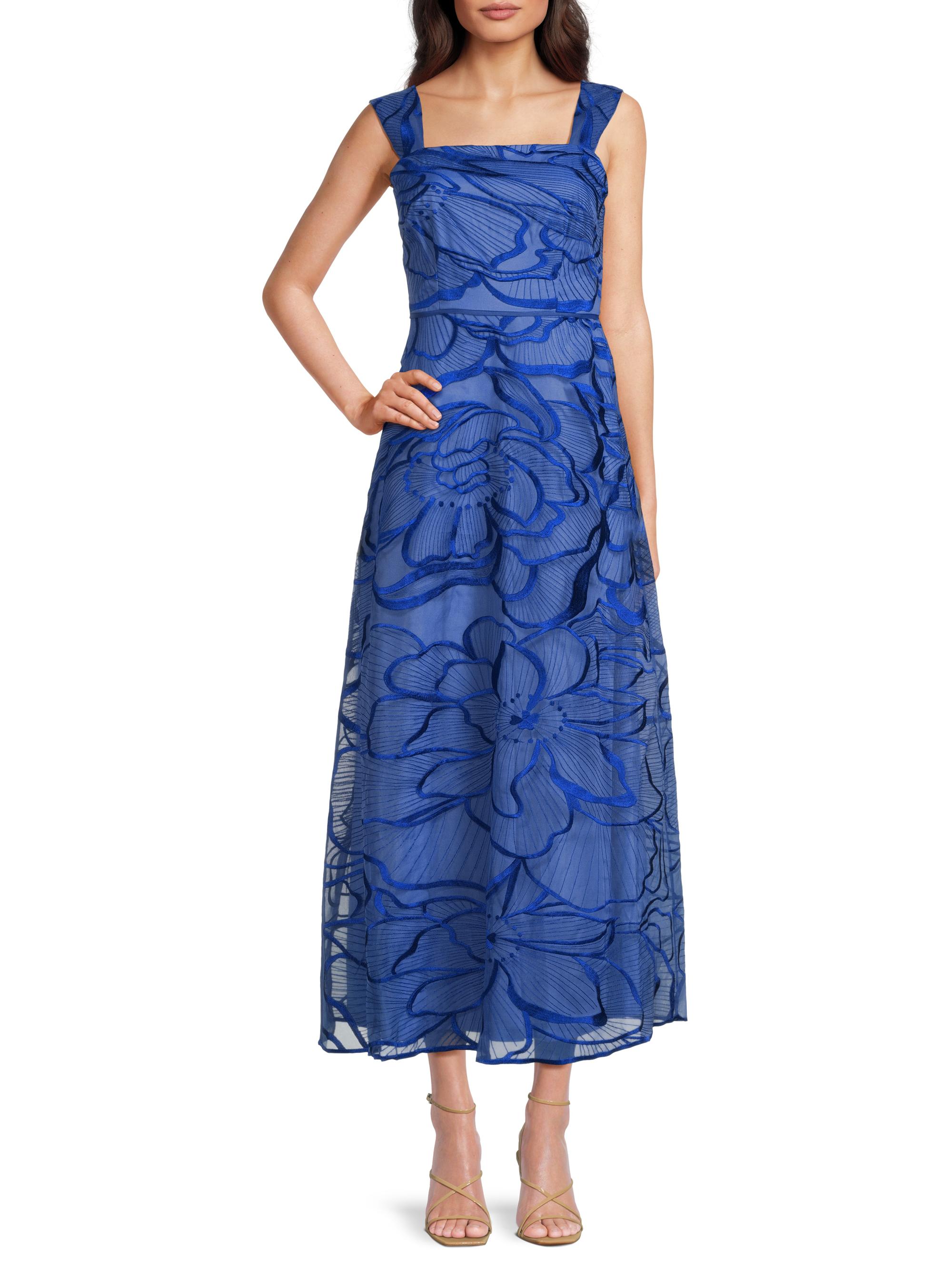 Click here for JS Collections Womens Odessa Embroidered Mesh Squa... prices