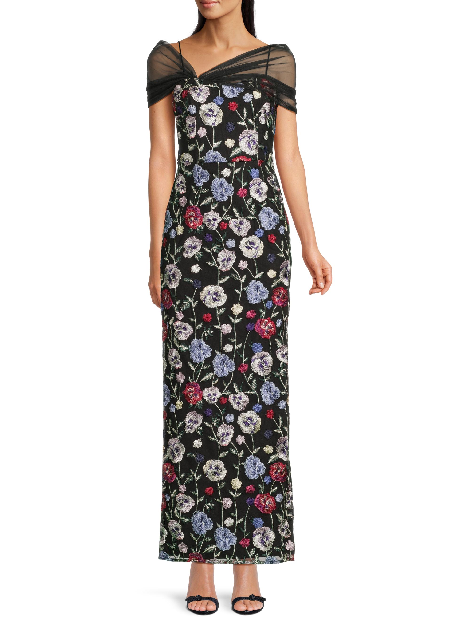 Click here for JS Collections Womens Stormi Embroidered Mesh Off-... prices