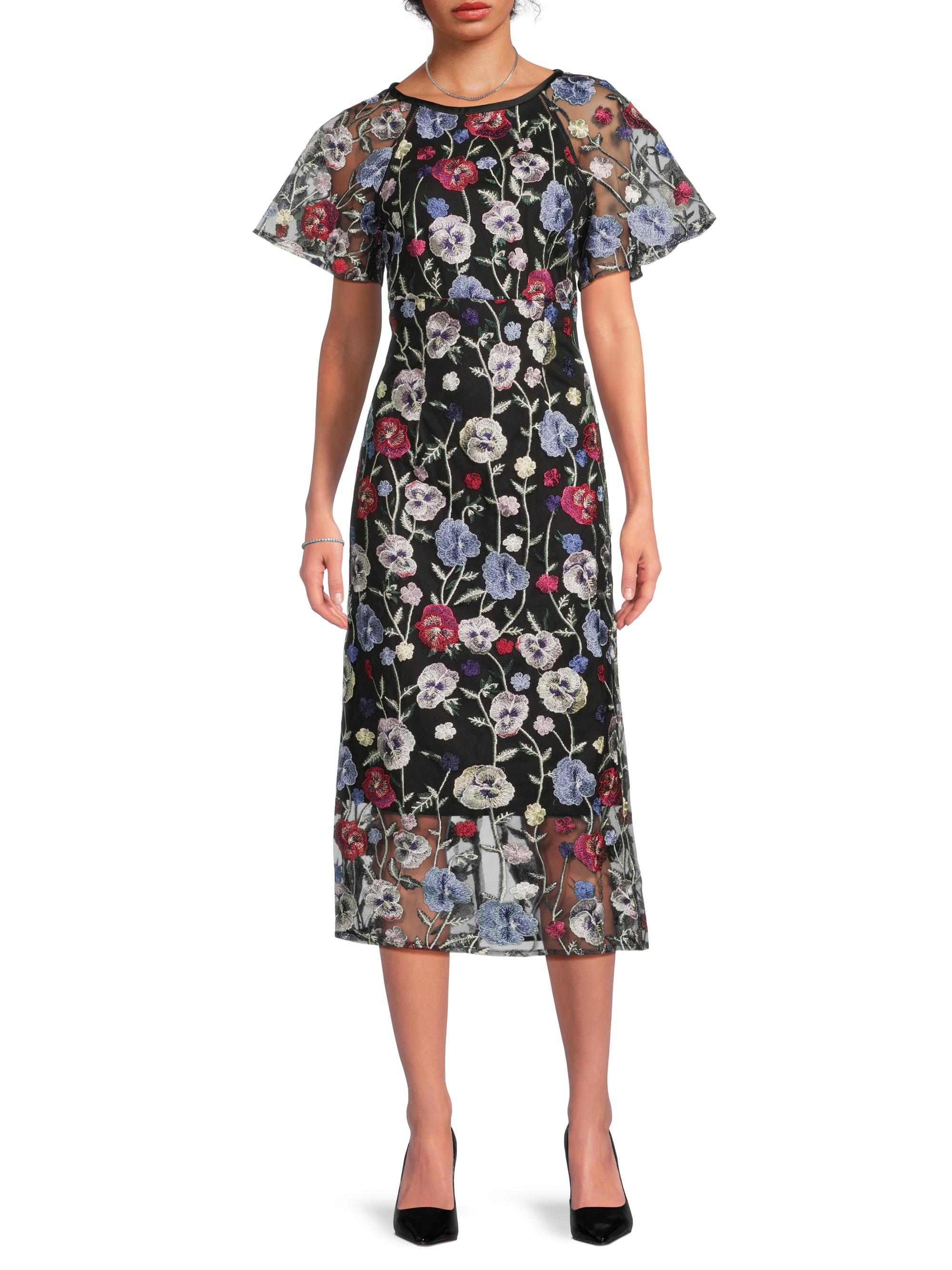 Click here for JS Collections Womens Lacey Floral Embroidered Mes... prices