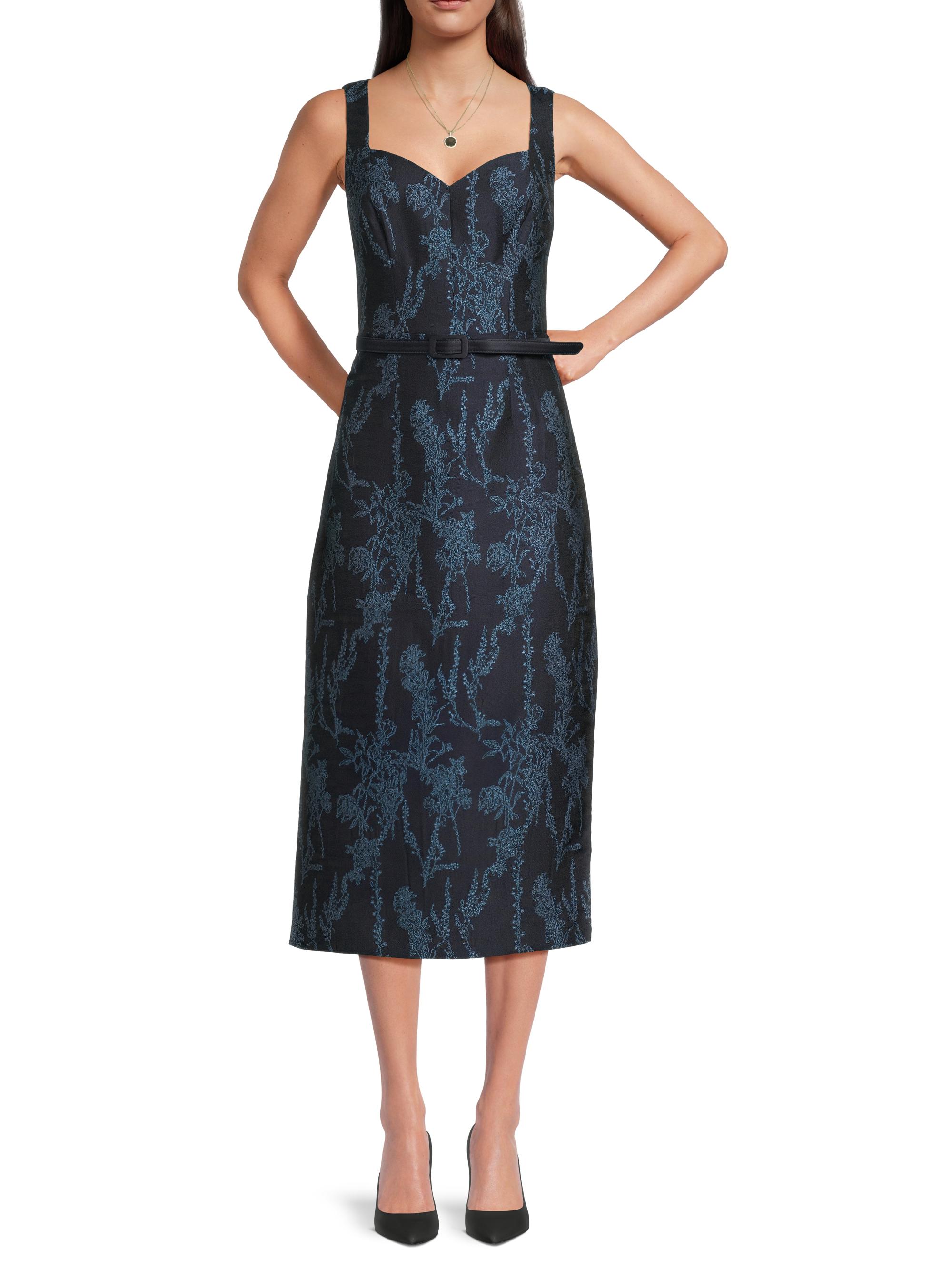 Click here for Kay Unger Womens Floral Jacquard Sleeveless Midi-D... prices