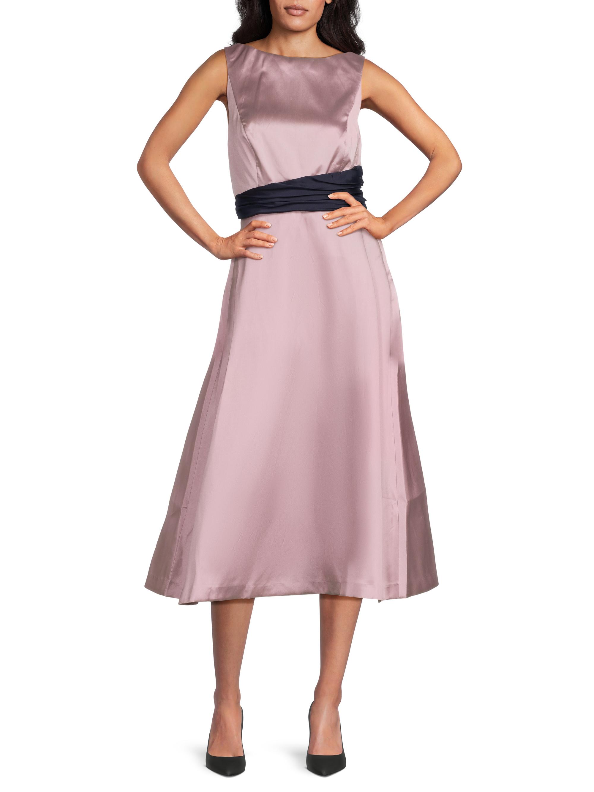 Click here for Kay Unger Womens Tea-Length Satin Dress - Wood Ros... prices