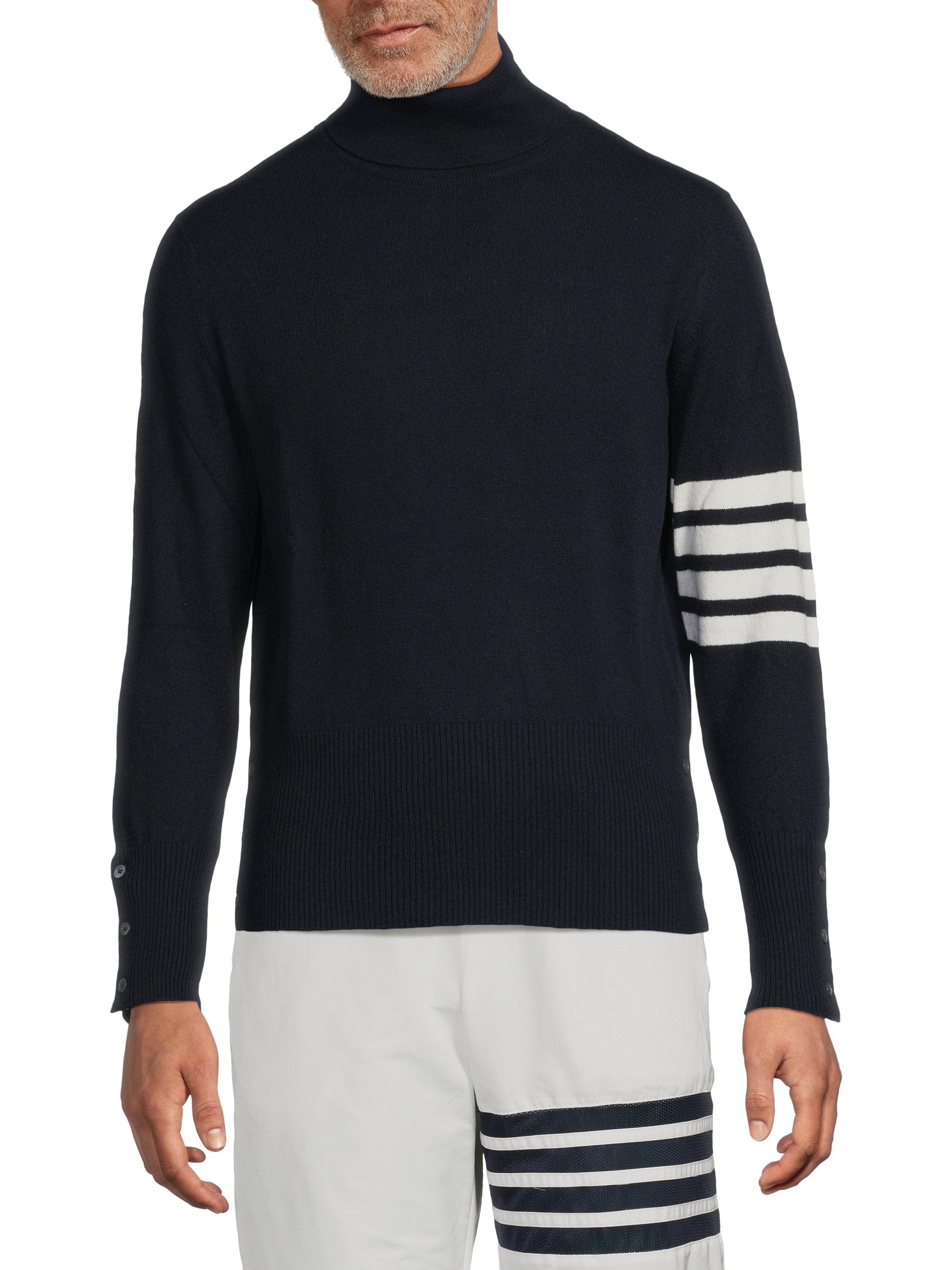 Click here for Thom Browne Mens 4-Bar Cashmere Turtleneck Sweater... prices