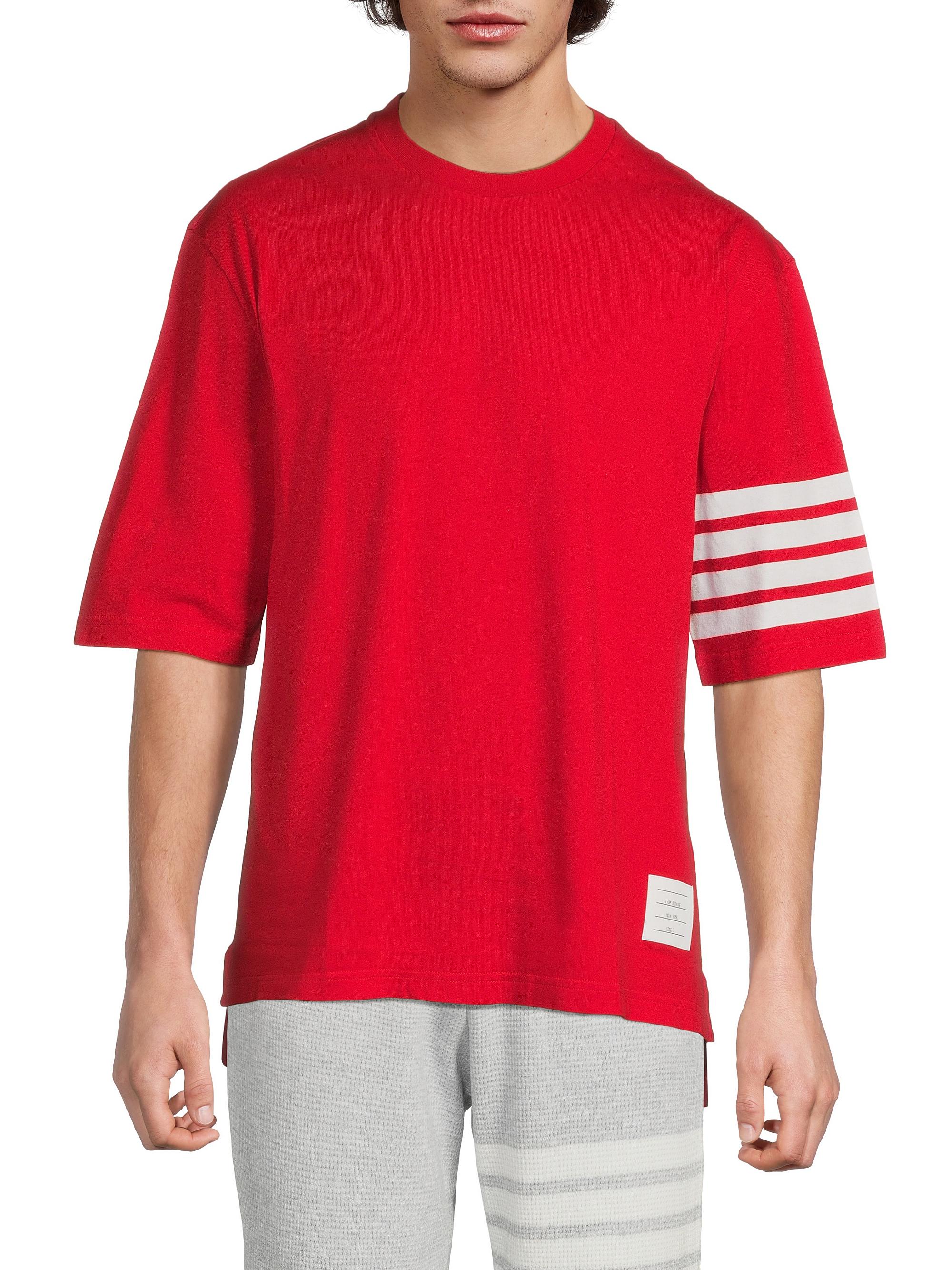 Click here for Thom Browne Mens Logo Graphic Jersey Cotton T-Shir... prices