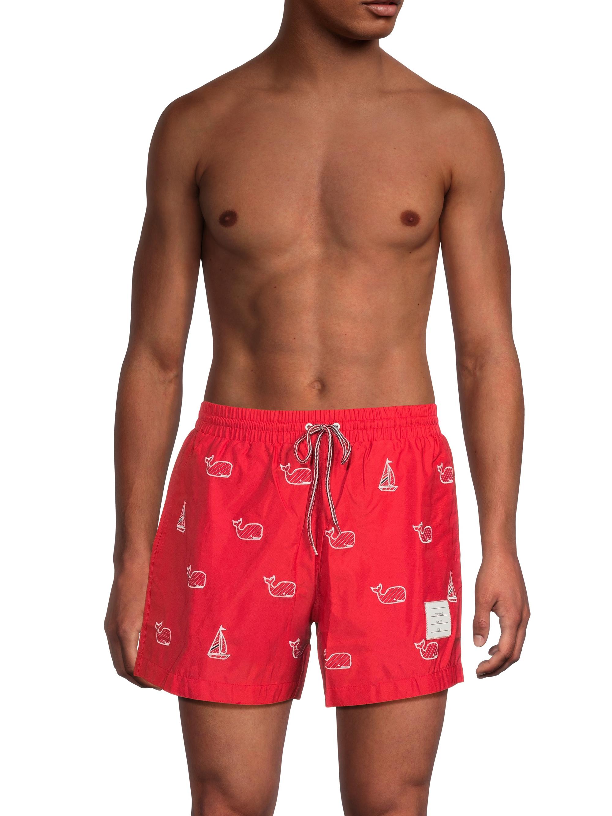 Click here for Thom Browne Mens Printed Swim Shorts - Red - Size... prices