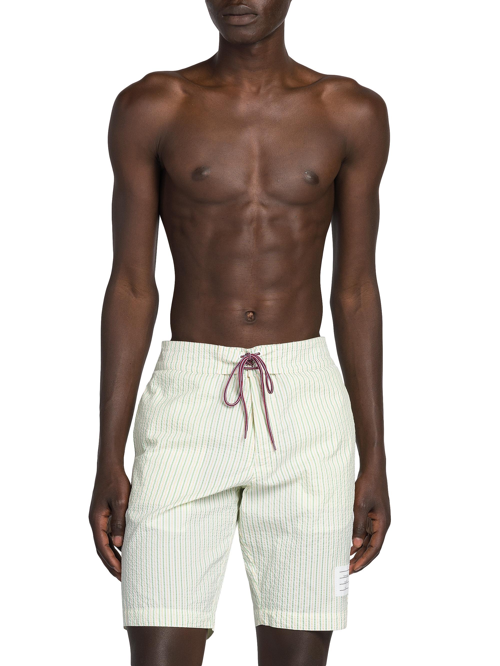 Click here for Thom Browne Mens Seersucker Swim Shorts - Green -... prices