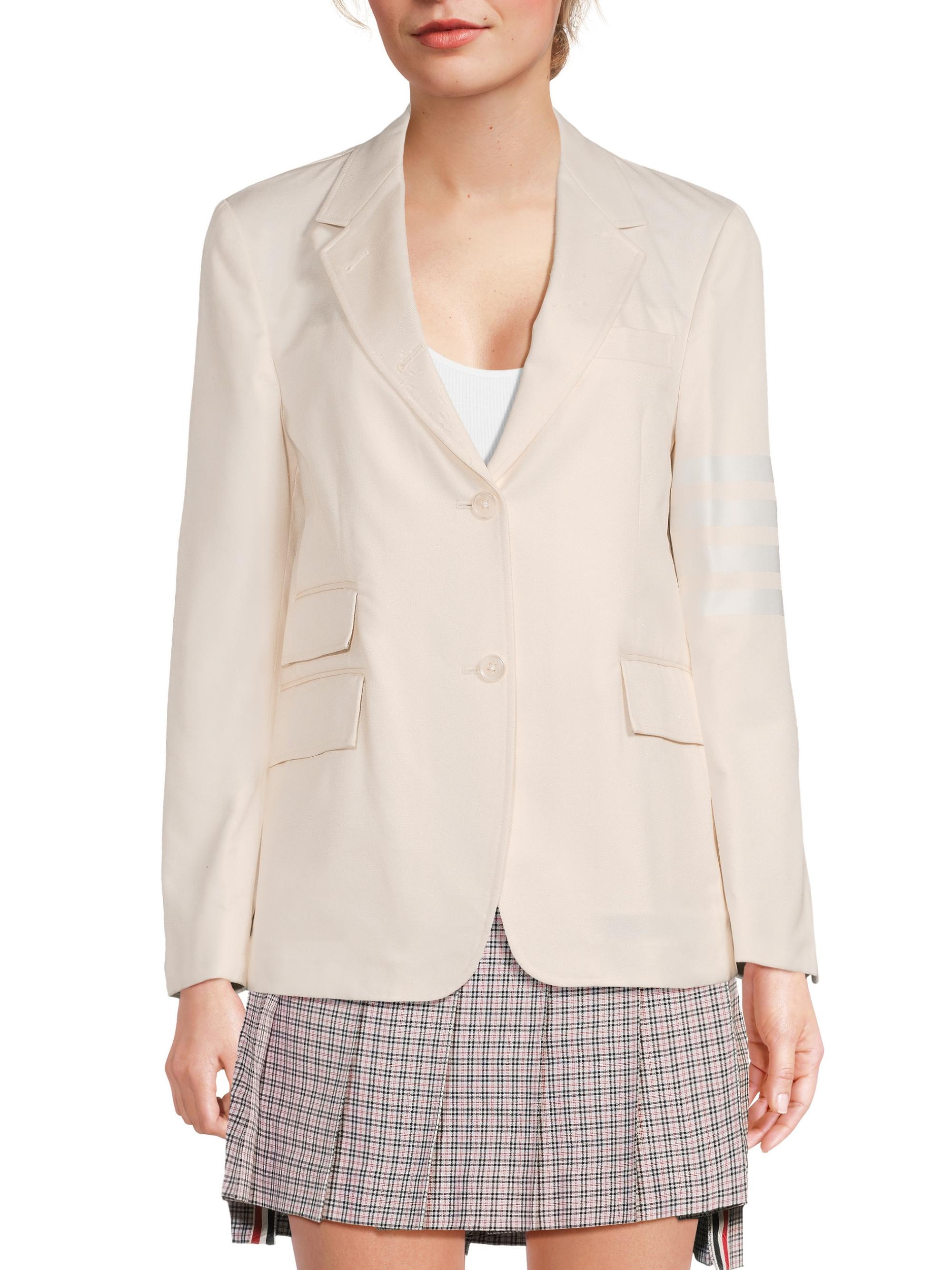 Click here for Thom Browne Womens Cotton Single-Vent Blazer - Lig... prices