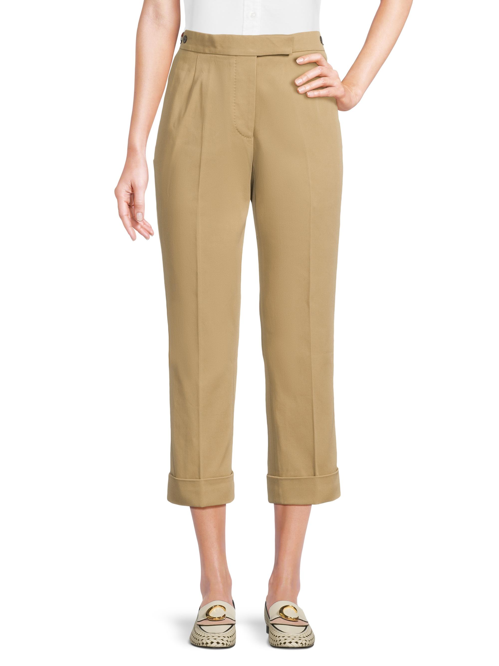 Click here for Thom Browne Womens Low-Rise Slim Cotton Trousers -... prices