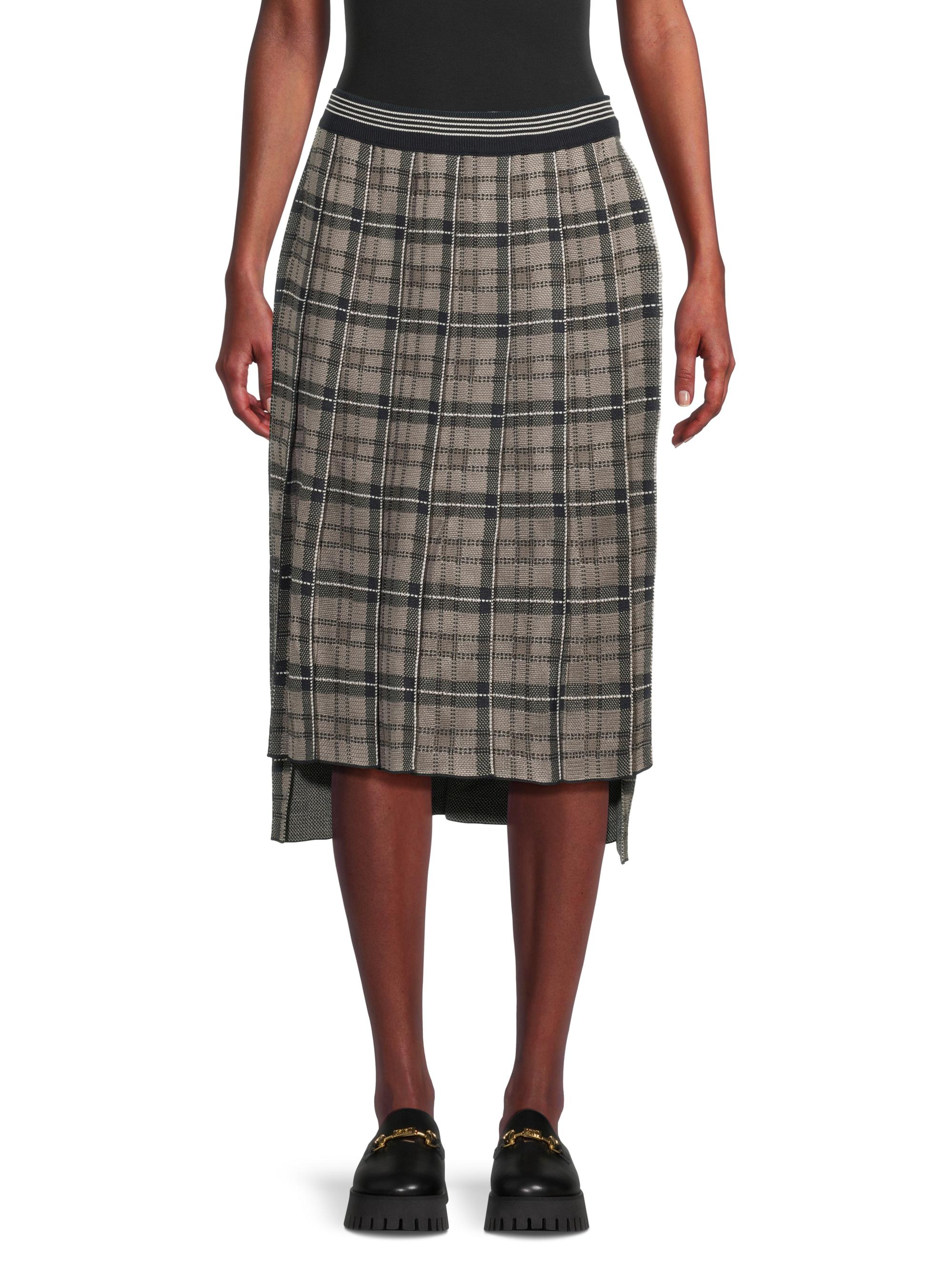 Click here for Thom Browne Womens Check Jacquard Pleated Midi-Ski... prices