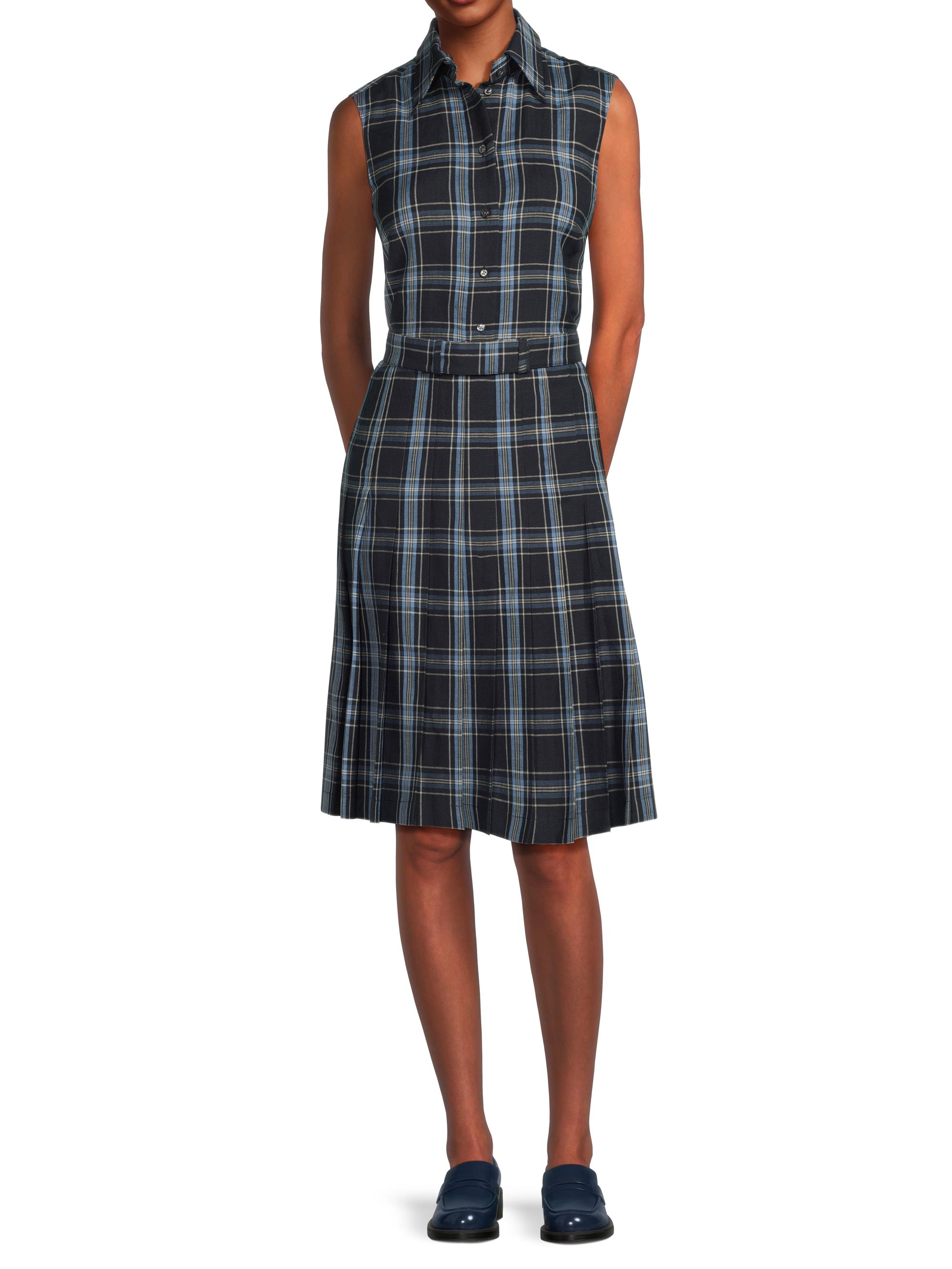 Click here for Thom Browne Womens Plaid Virgin Wool-Linen Belted... prices