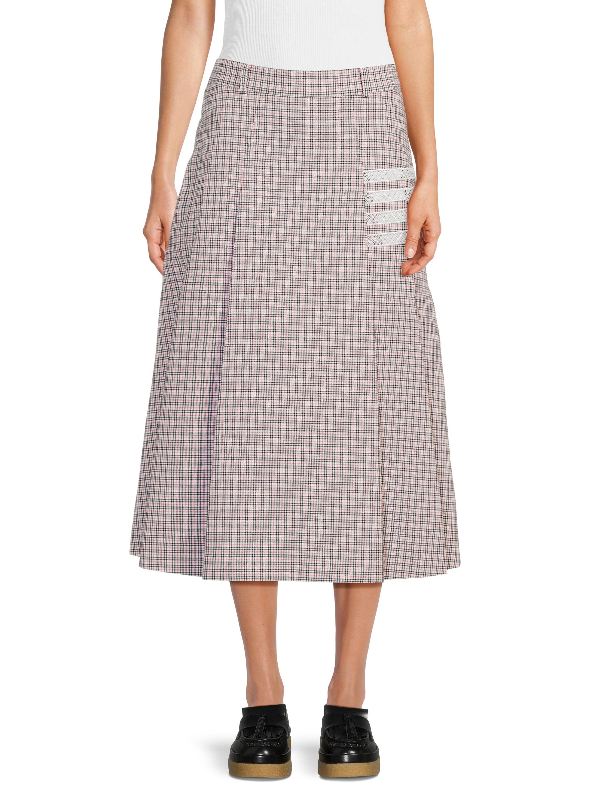 Click here for Thom Browne Womens Pleated Calf-Length Skirt - Red... prices