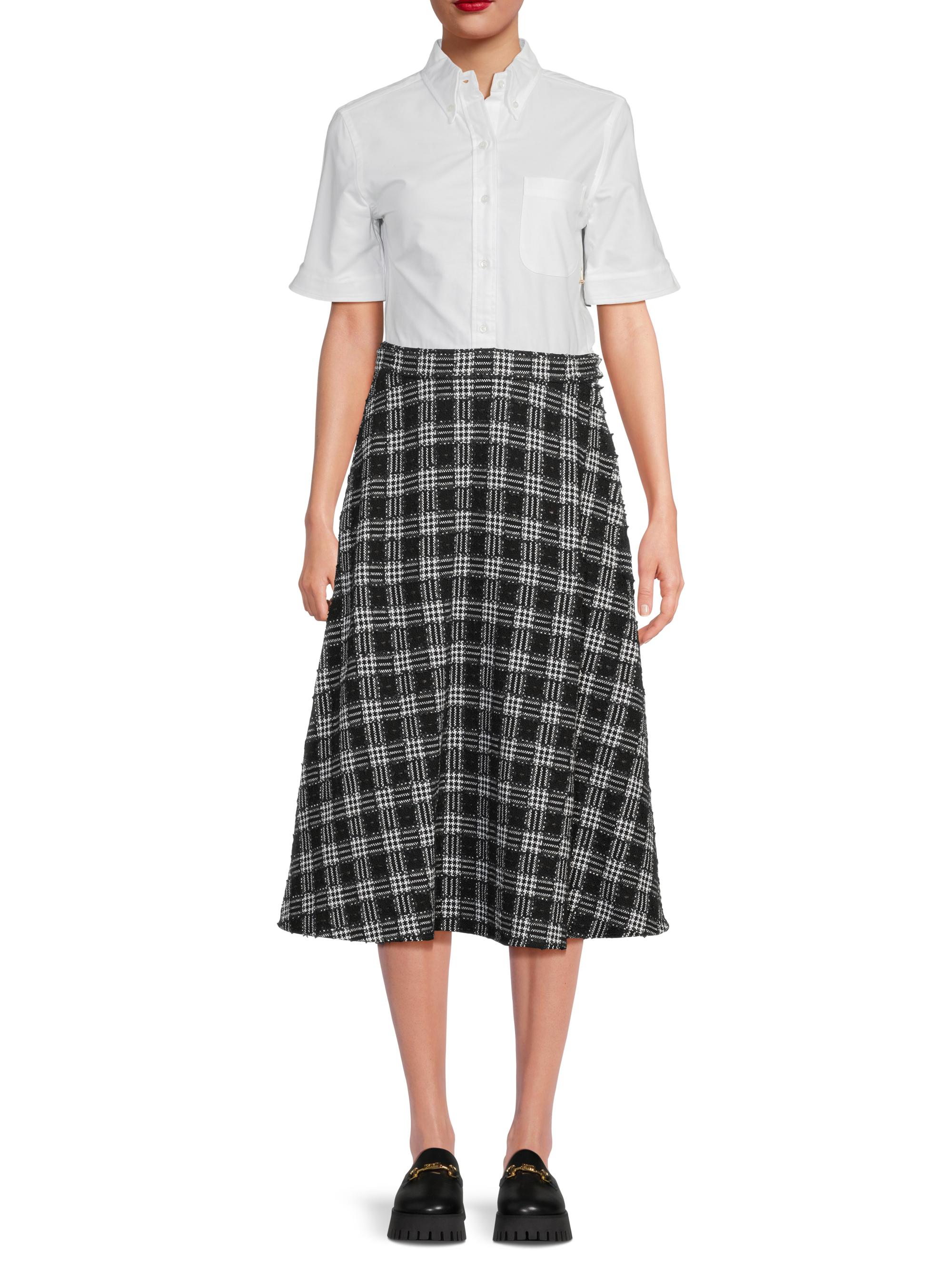 Click here for Thom Browne Womens Combo High-Waist A-Line Shirtdr... prices