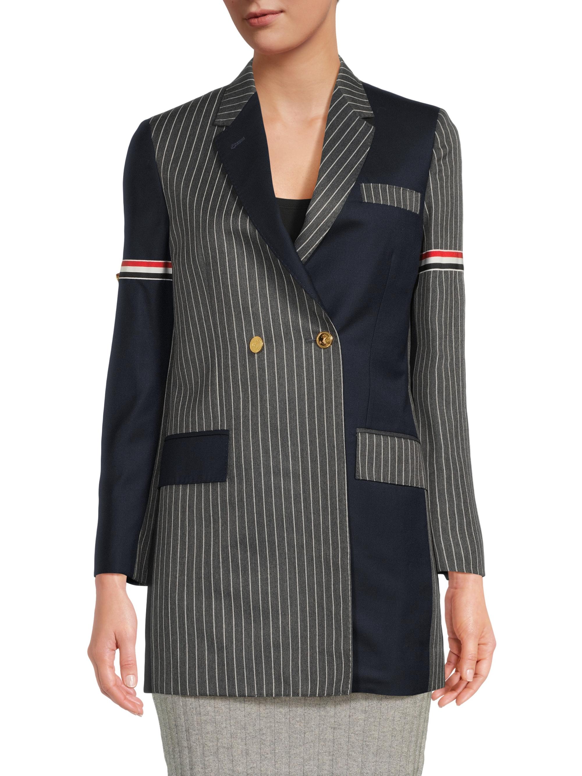 Click here for Thom Browne Womens Double-Breasted Elongated Schoo... prices