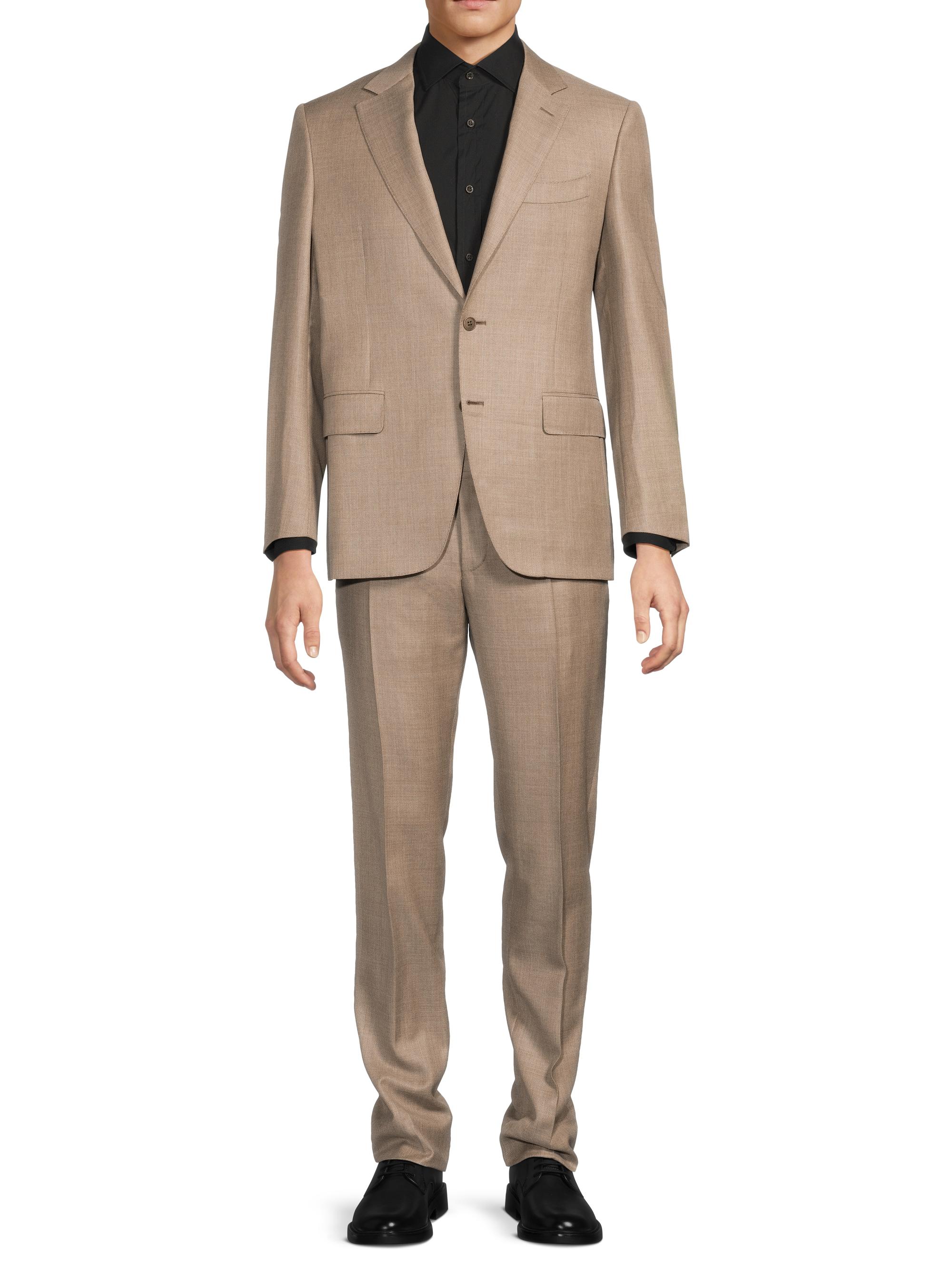 Click here for Canali Mens Modern-Fit Solid Wool Two-Button Suit... prices