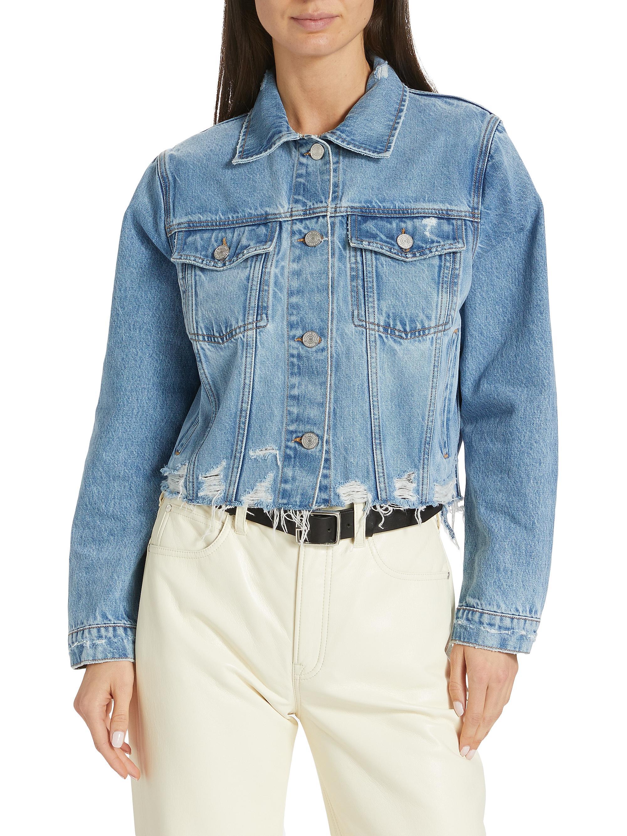 Click here for Frame Womens Destroyed Vintage Denim Jacket - Ross... prices