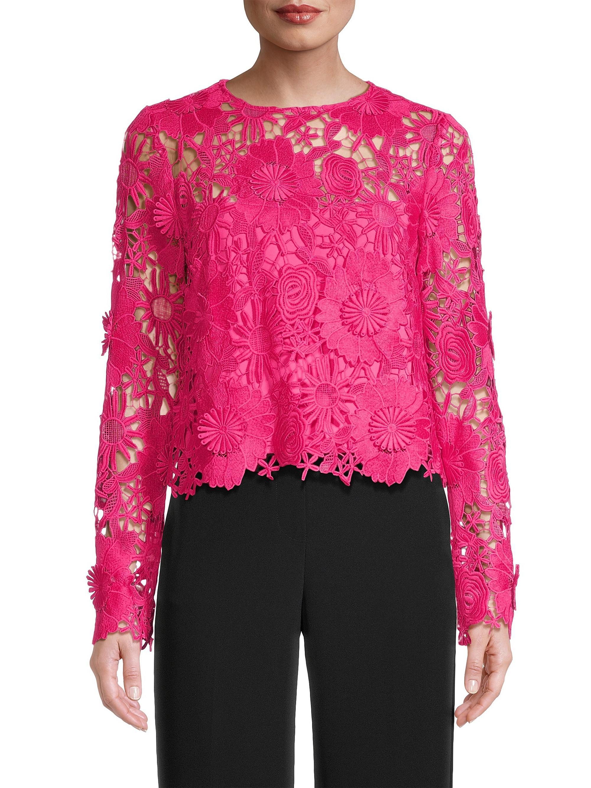 Click here for Milly Womens Nori 3D Lace Long-Sleeve Top - Milly... prices