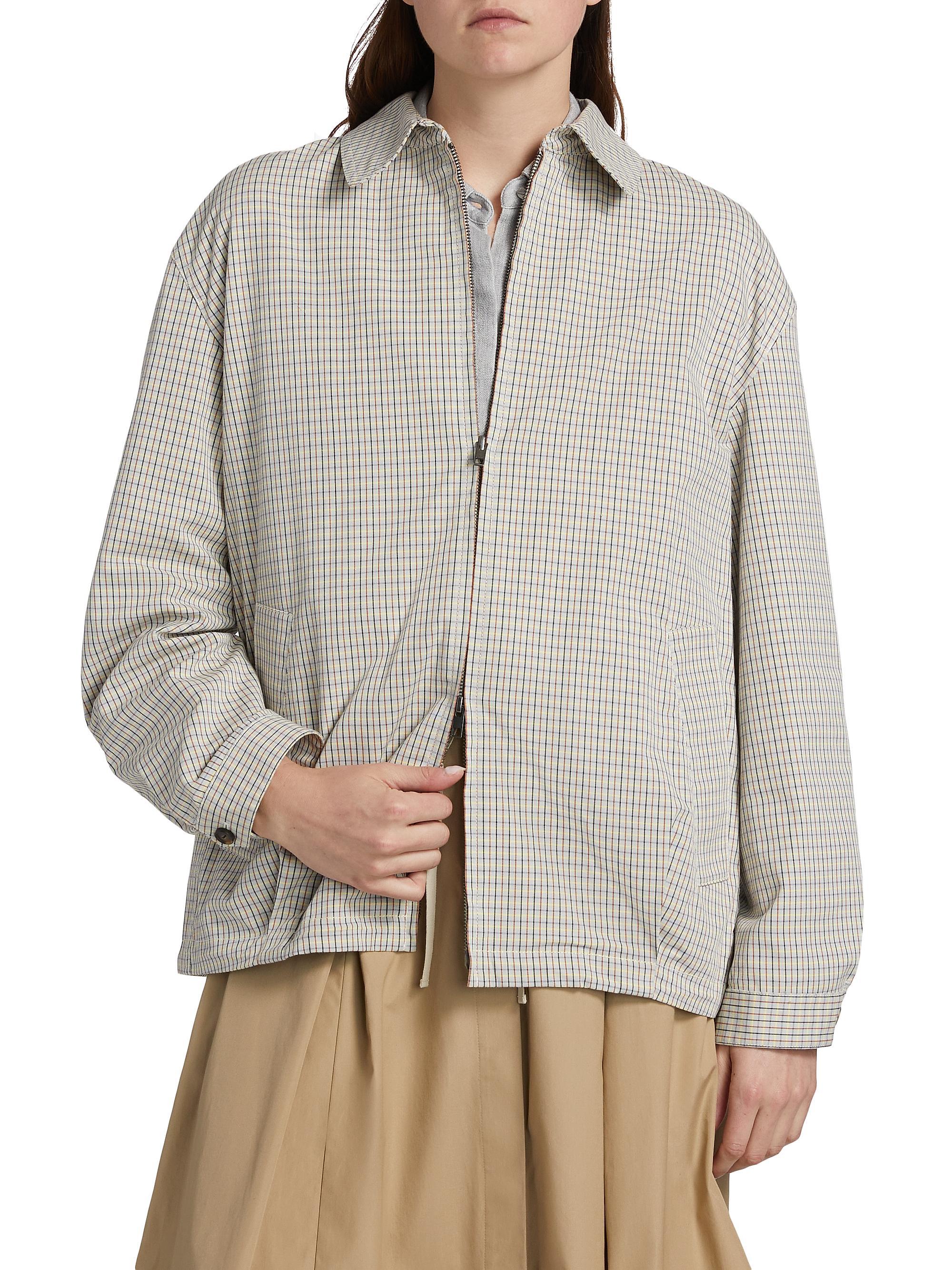 Click here for Vince Womens Gardeners Check Oversized Zip Bomber... prices