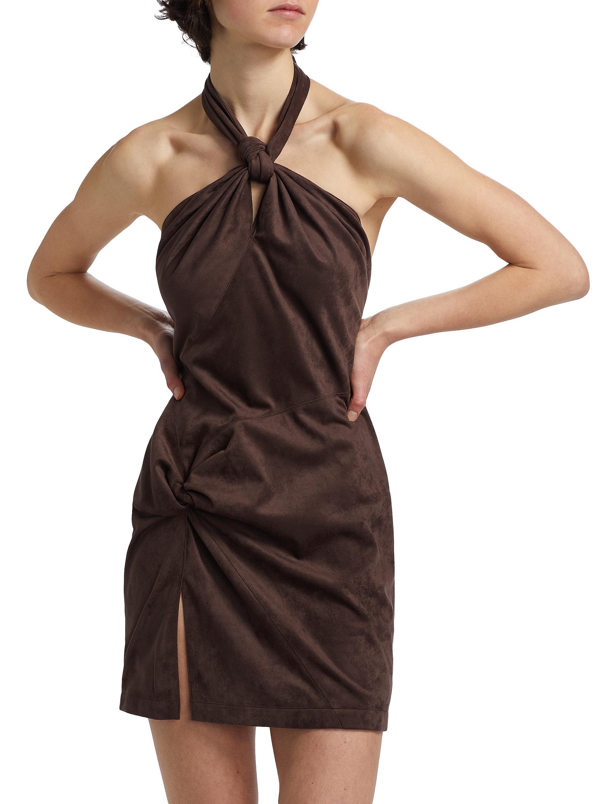 Click here for Ronny Kobo Womens Karim Bias-Cut Halter Minidress... prices