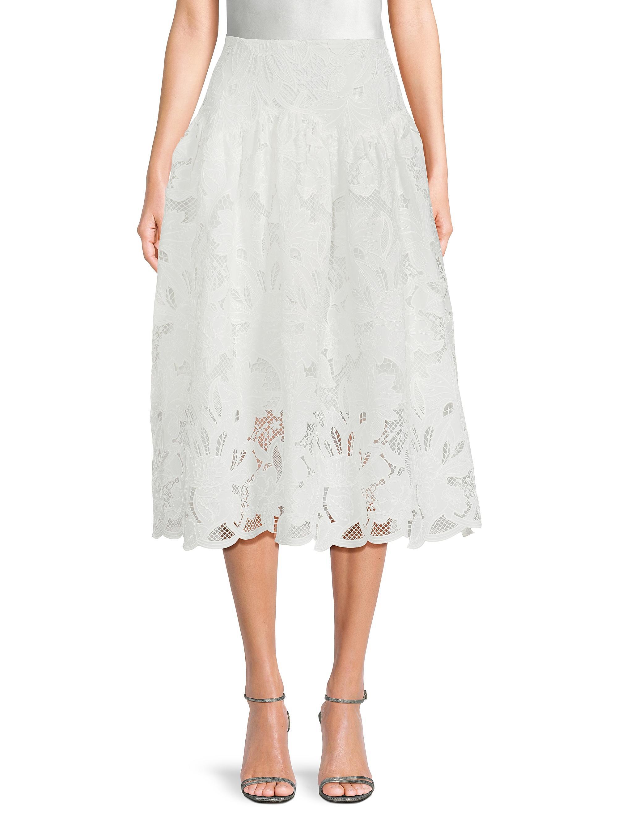 Click here for Ungaro Womens Roxie Lace Midi-Skirt - White - Size... prices