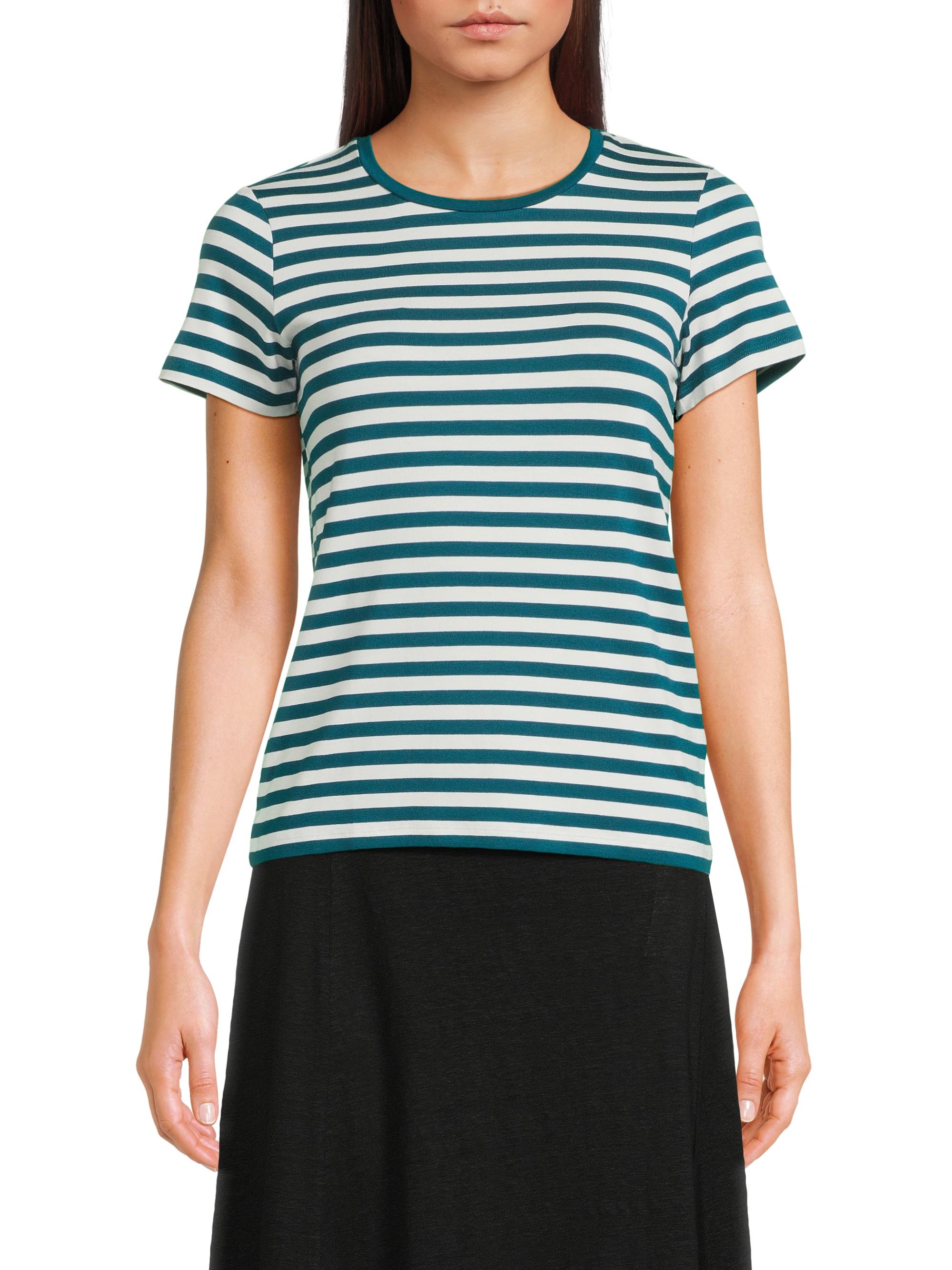 Click here for Majestic Womens Soft Touch Stripe T-Shirt - Bleu M... prices