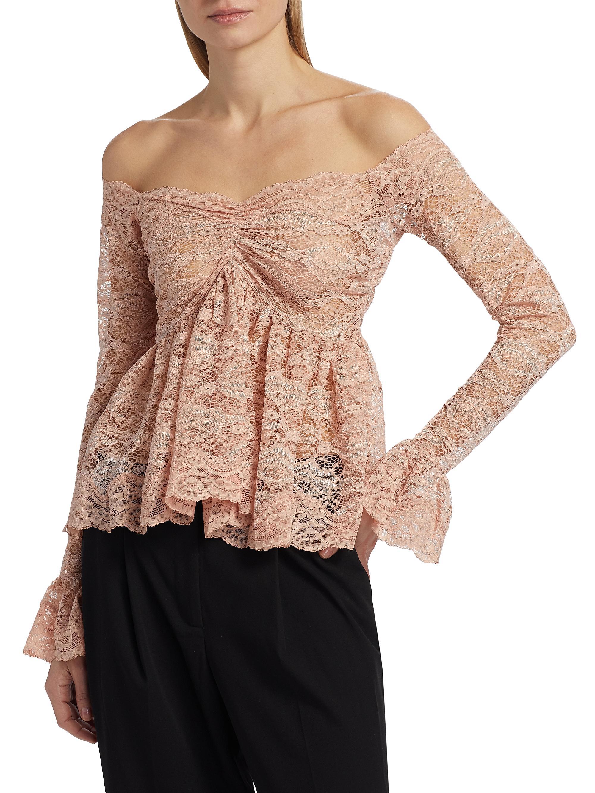 Click here for Ronny Kobo Womens Ria Lace Off-the-Shoulder Blouse... prices