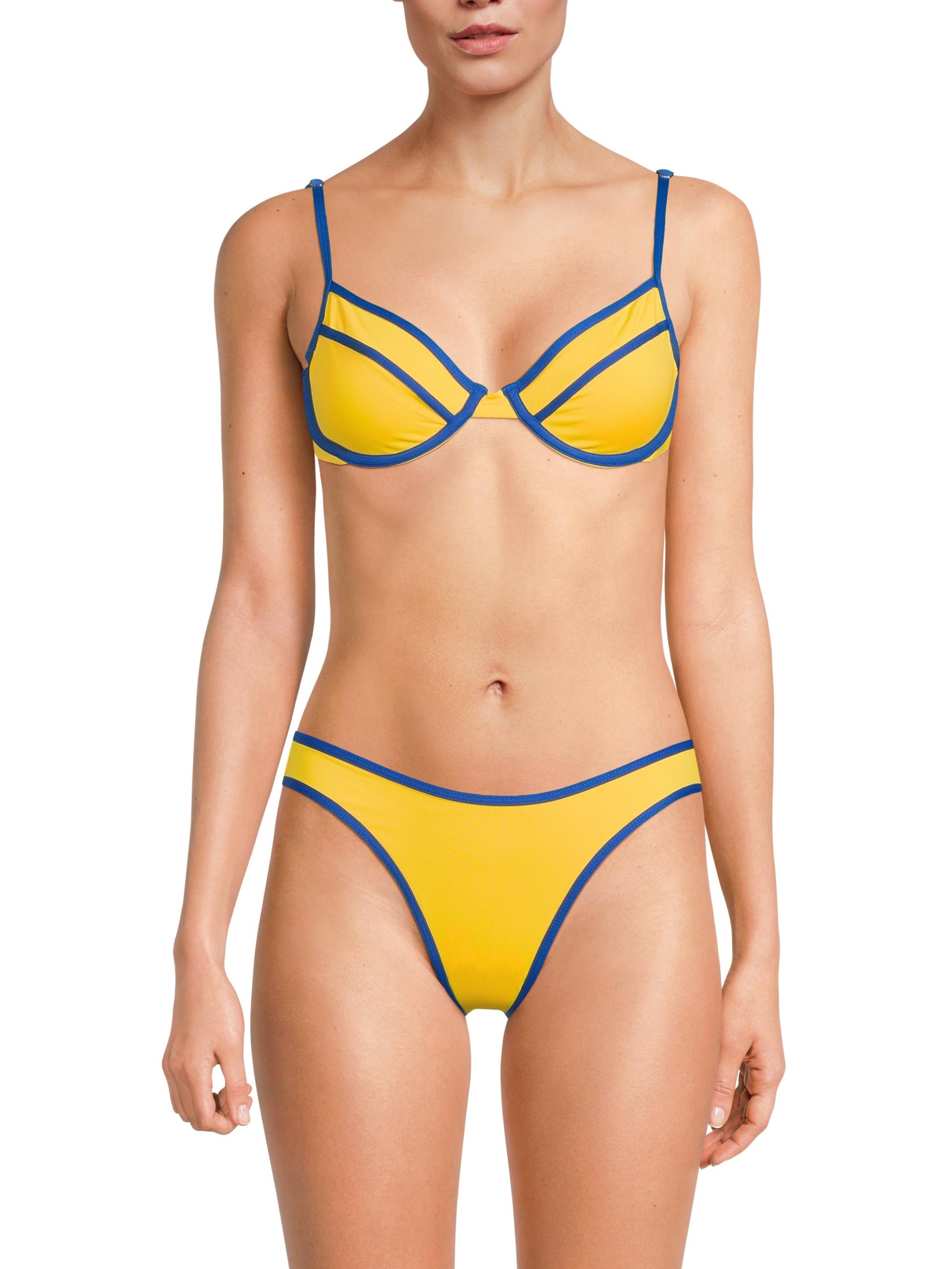 Click here for Weworewhat Womens Contrast Trim Bikini Top - Tange... prices