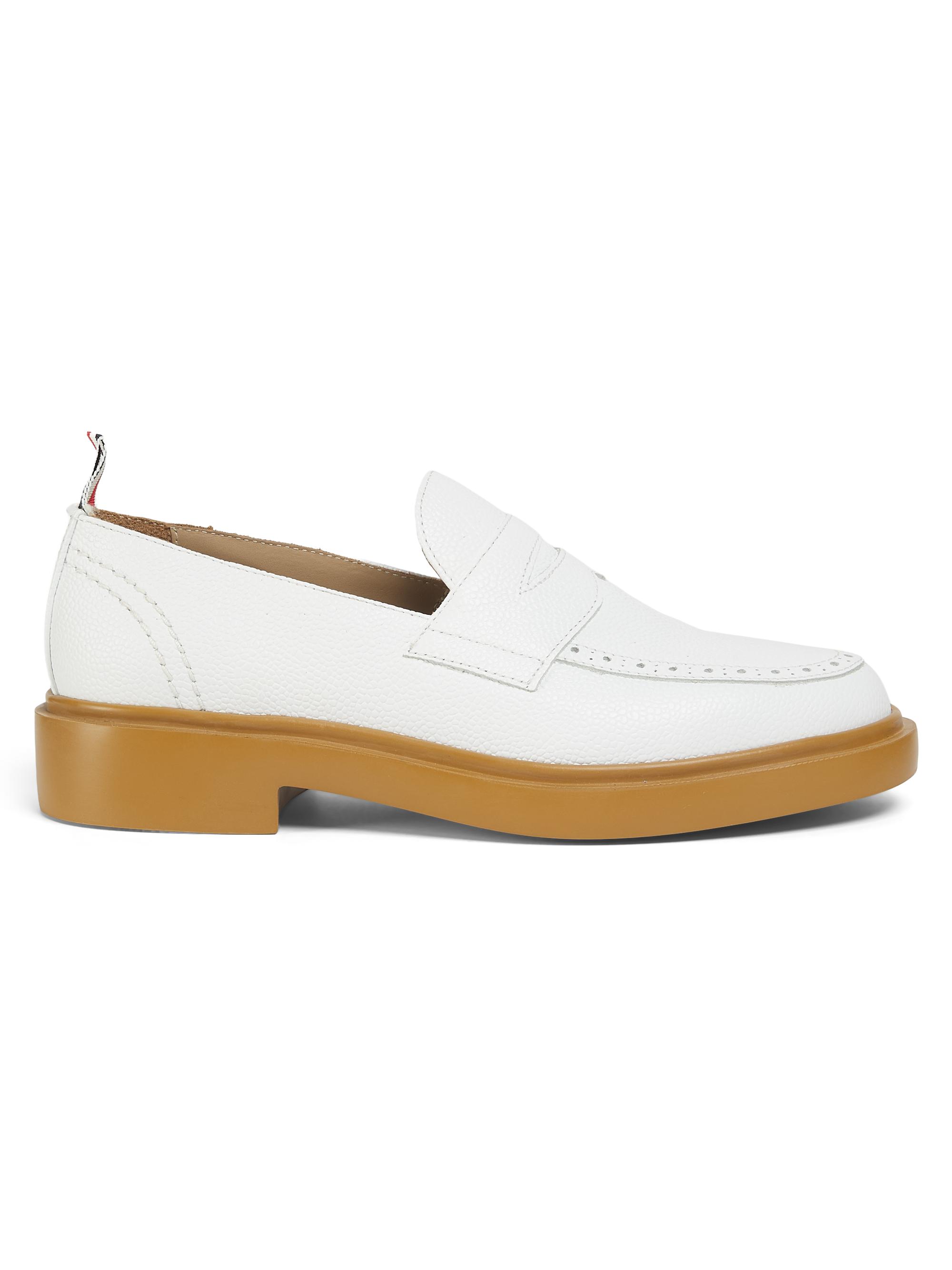 Click here for Thom Browne Womens Leather Penny Loafers - White -... prices