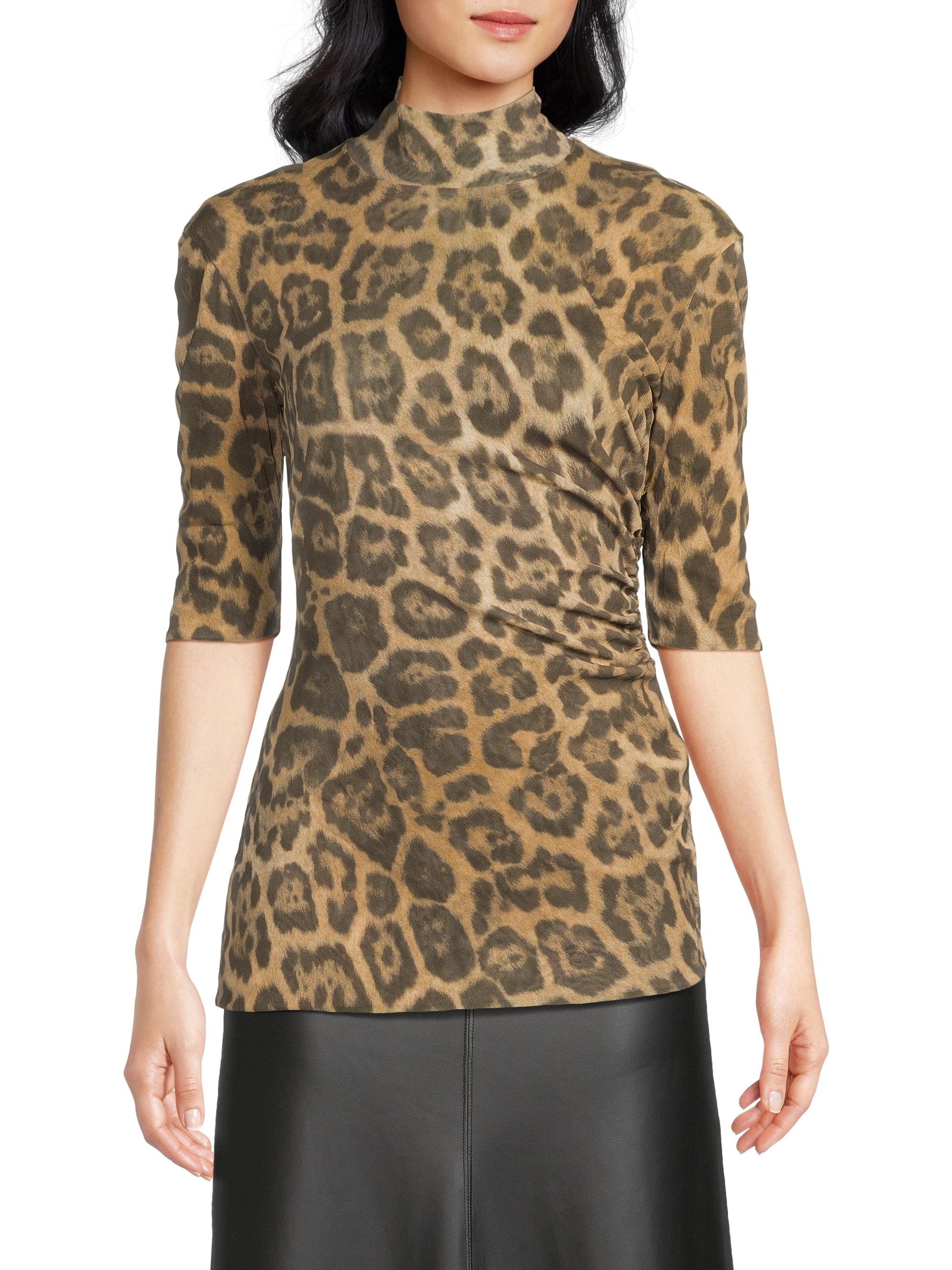 Click here for Stella Mccartney Womens Leopard Mesh Mock Turtlene... prices