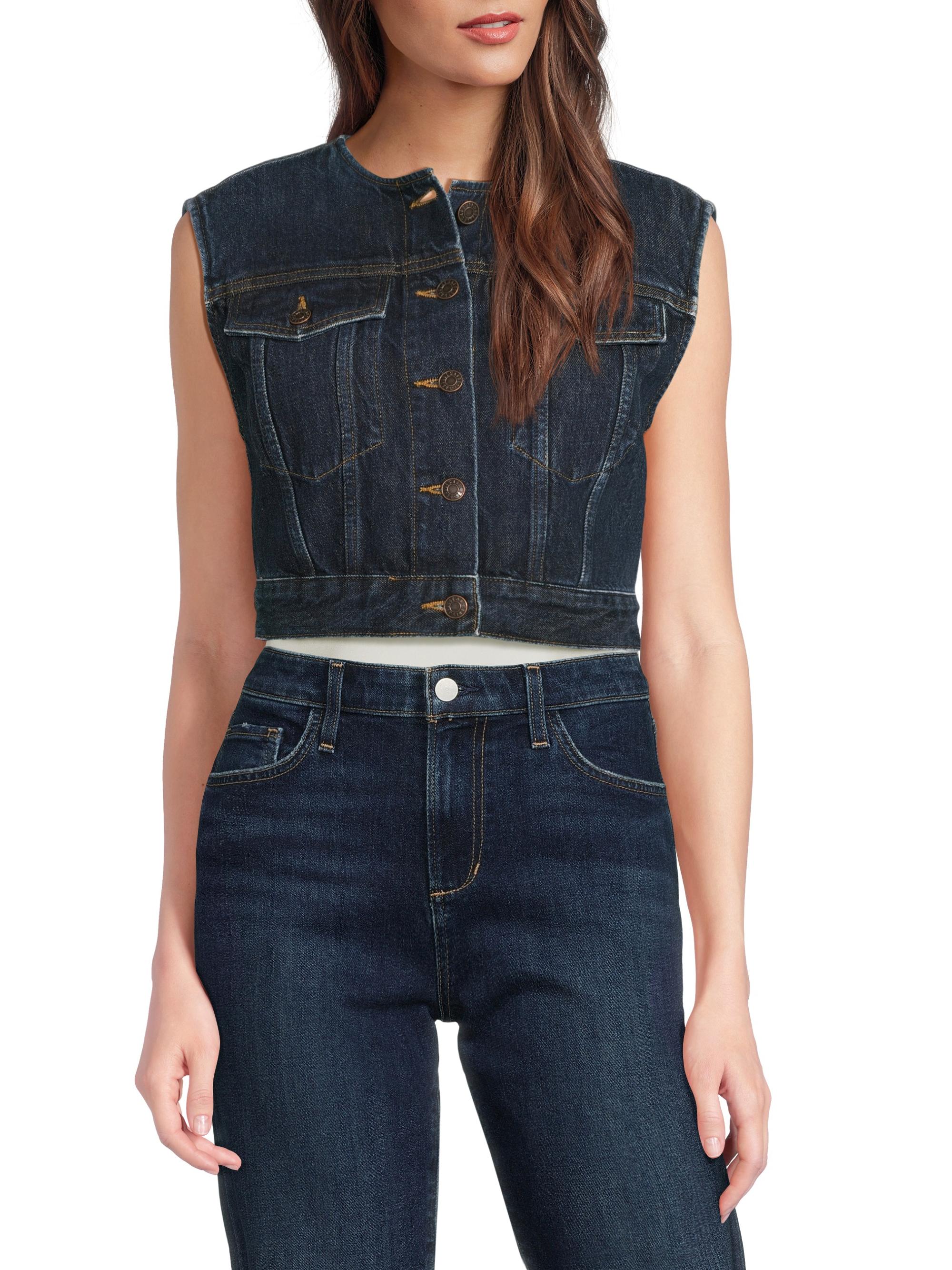 Click here for Agolde Womens Denim Cropped Vest - Polished Denim... prices
