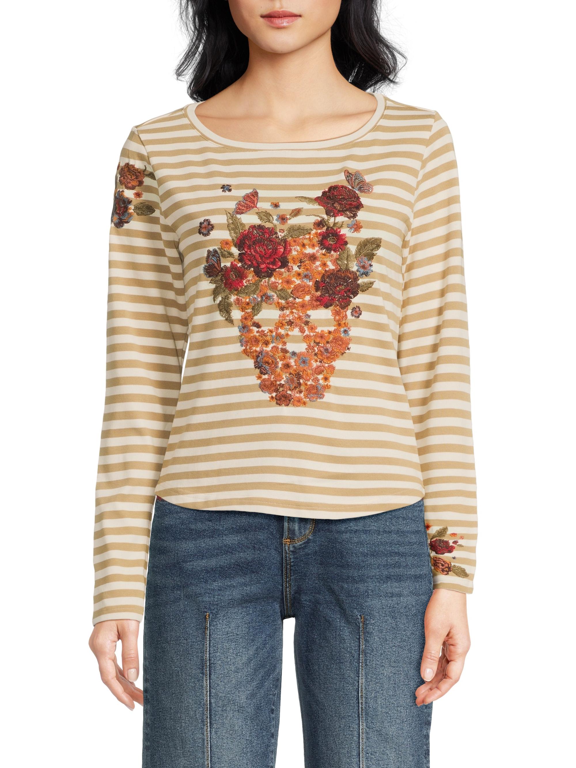 Click here for Driftwood Womens Embroidered Cotton-Blend Top - Ta... prices