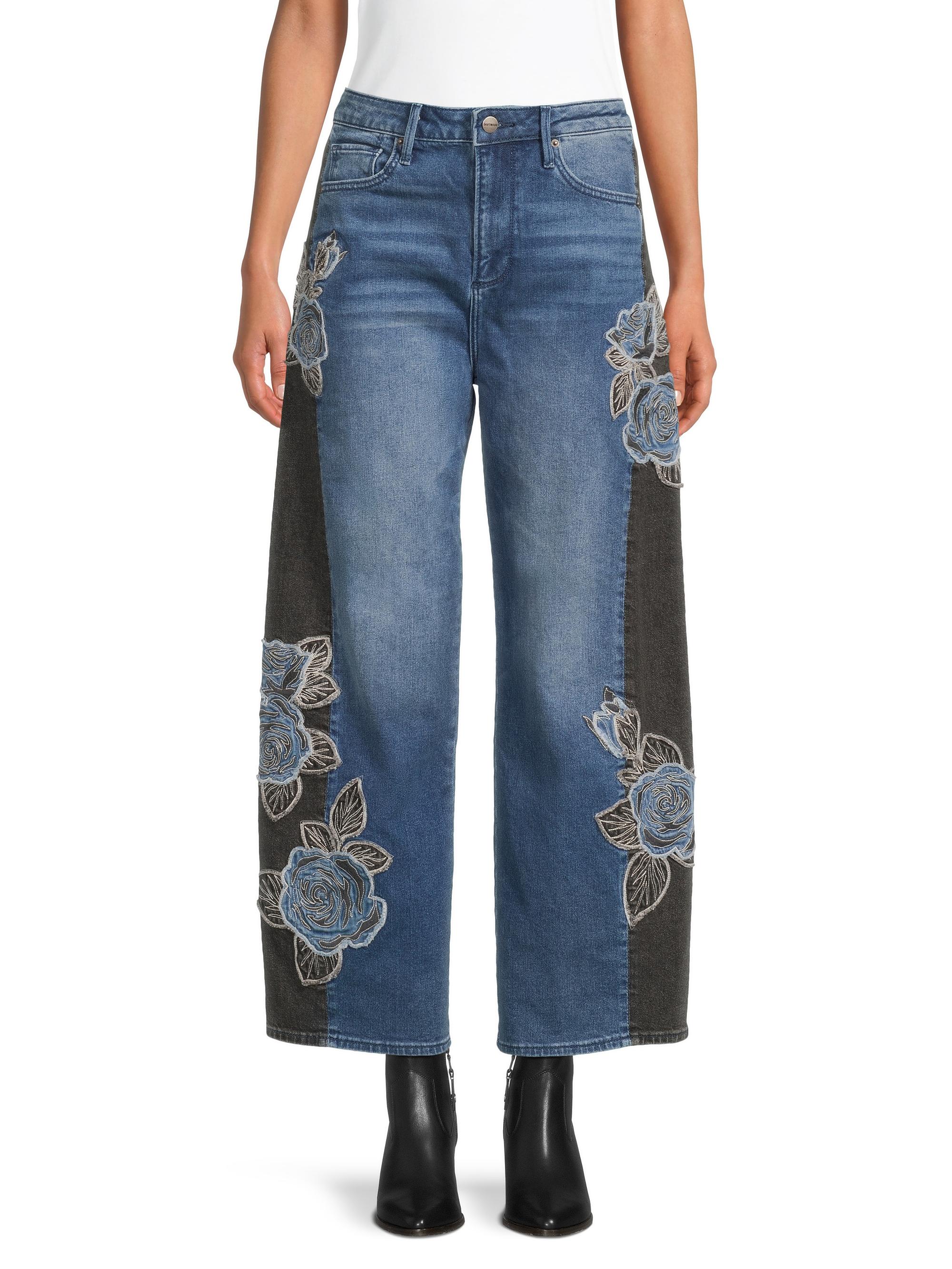 Click here for Driftwood Womens Lucy Barrel Embroidered Denim Bar... prices