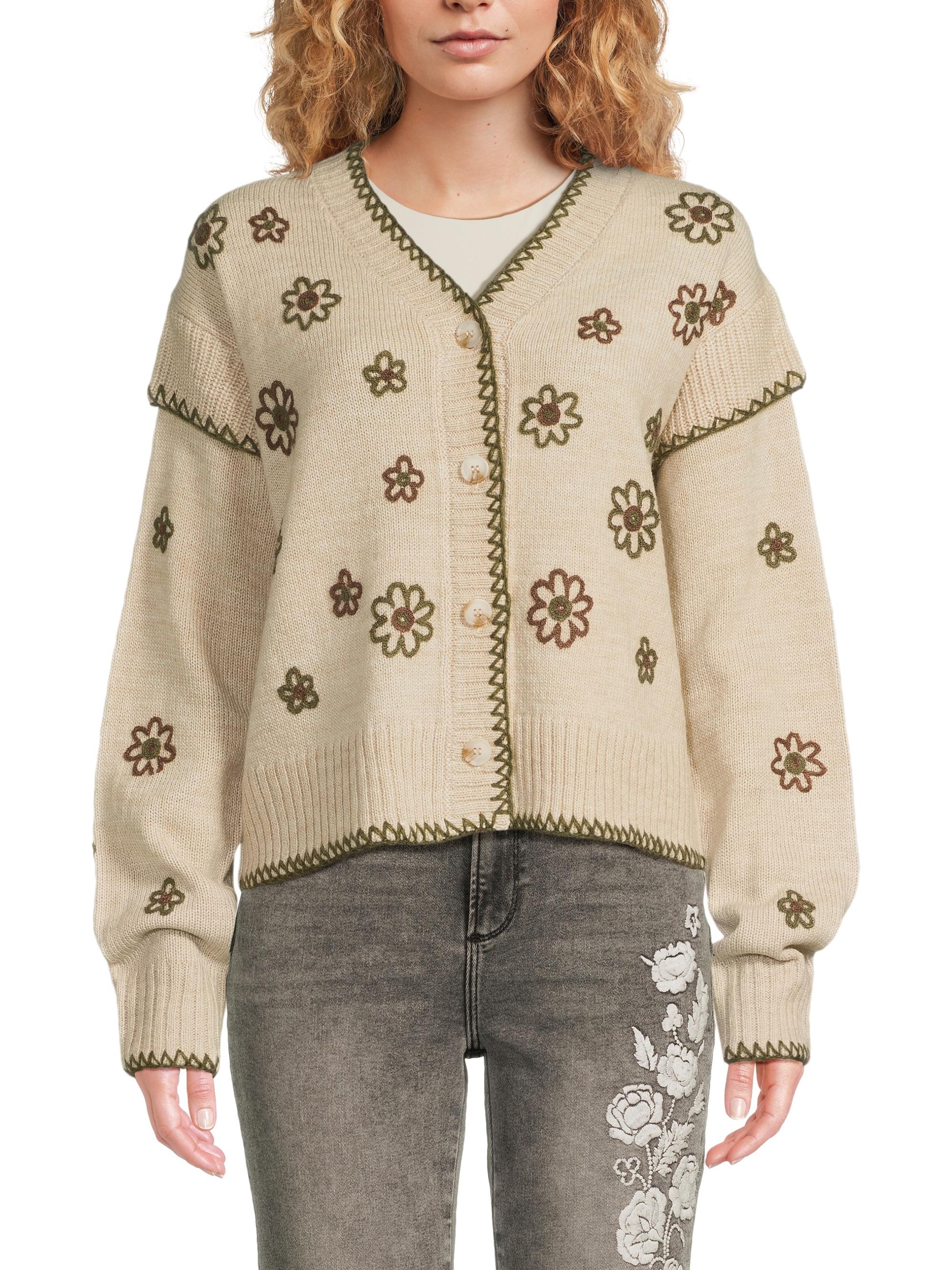 Click here for Driftwood Womens Floral-Embroidered Button-Front K... prices