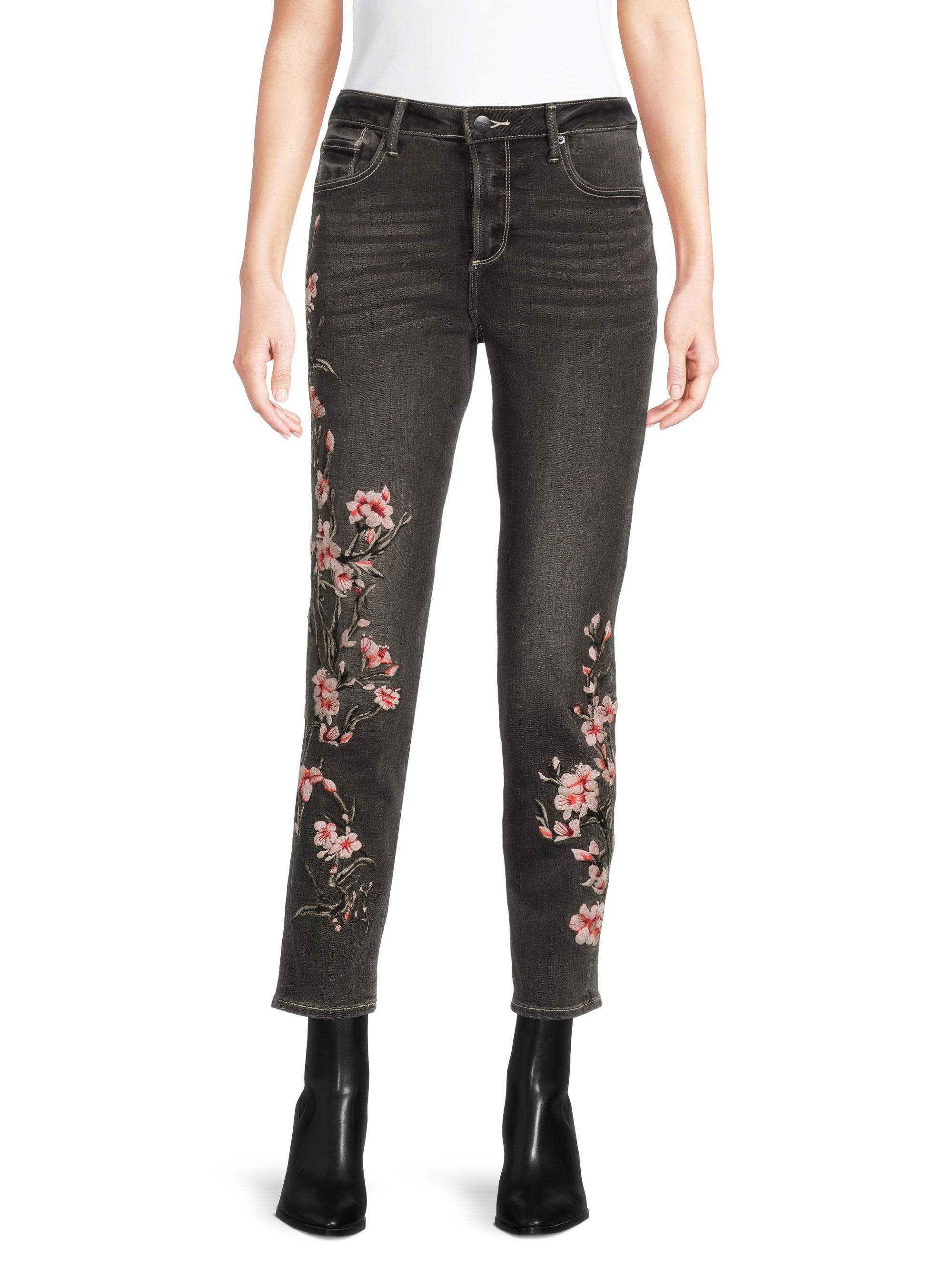 Click here for Driftwood Womens Jackie Floral-Embroidered Mid-Ris... prices