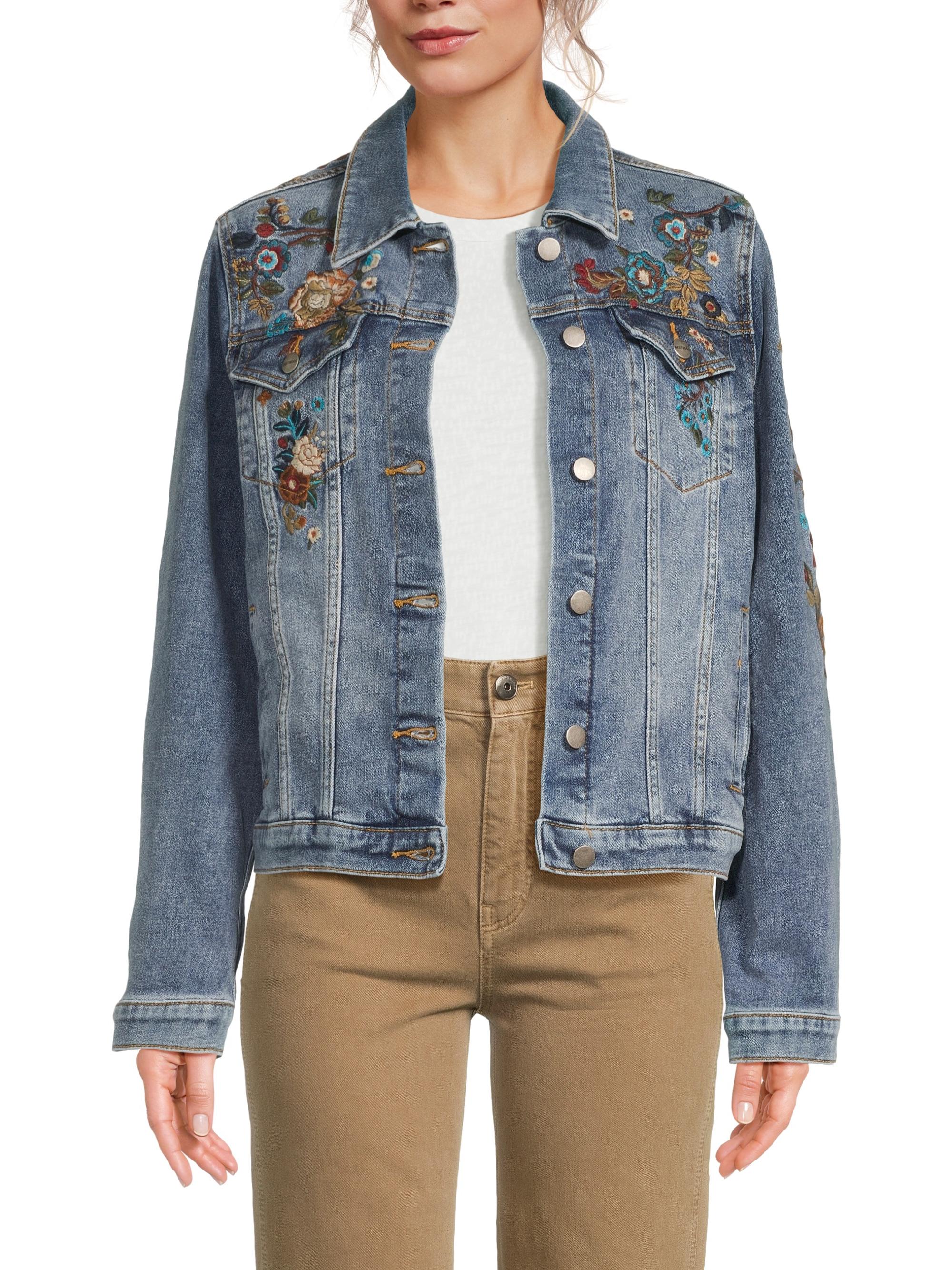 Click here for Driftwood Womens Embroidered Denim Jacket - Medium... prices