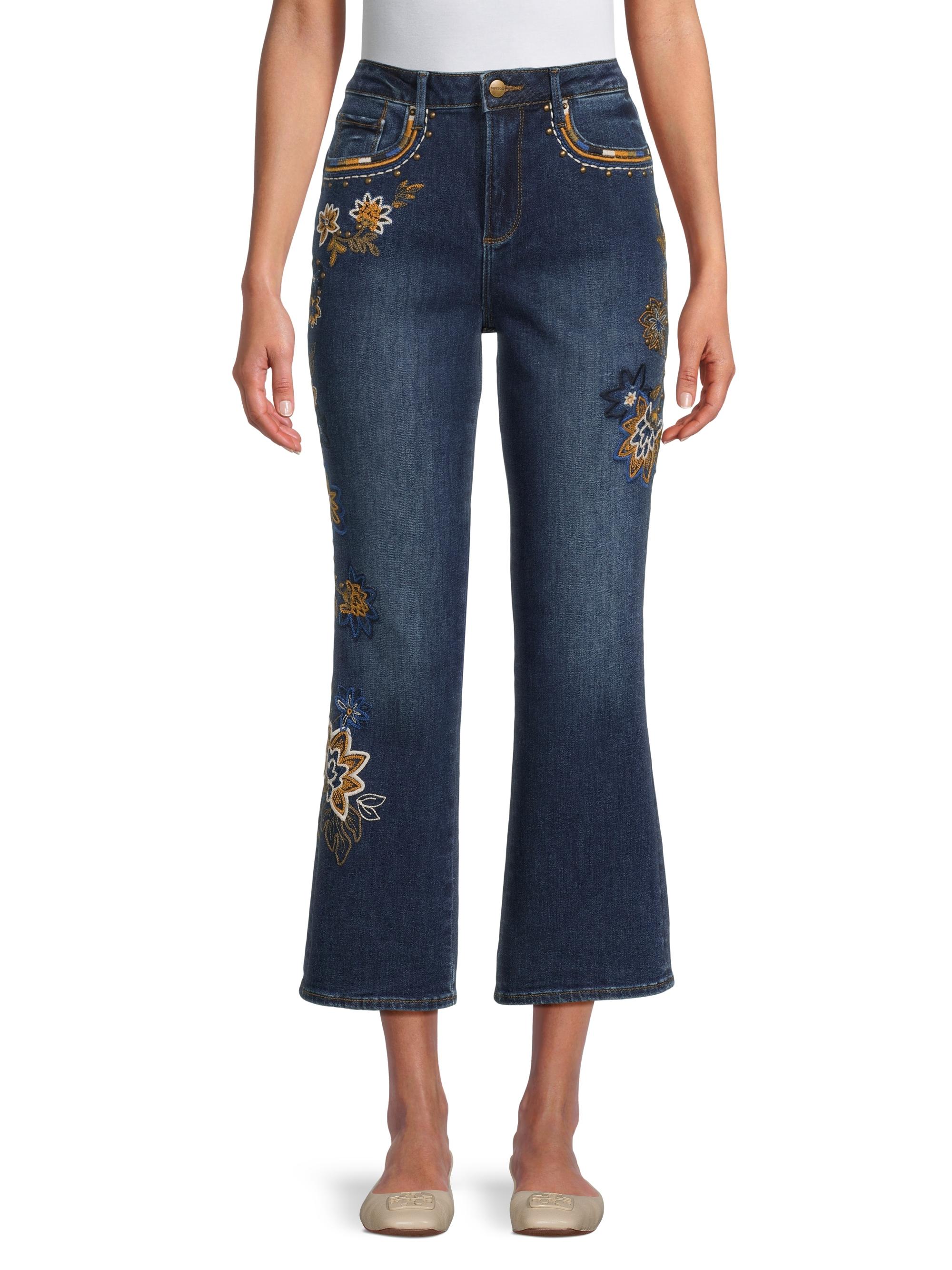 Click here for Driftwood Womens Roxy Embroidered Cropped Jeans -... prices