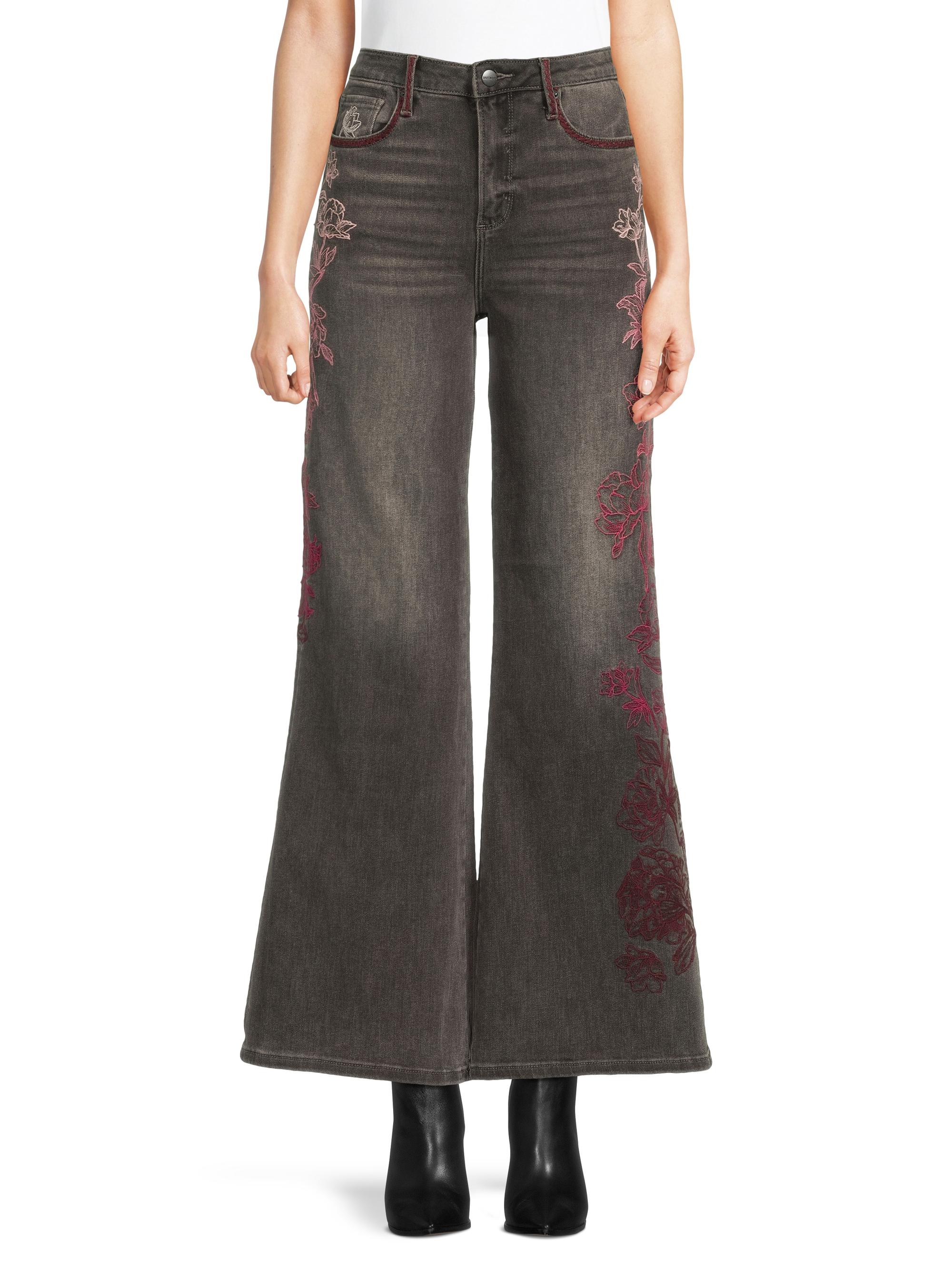 Click here for Driftwood Womens Mona Embroidered High-Rise Flare... prices