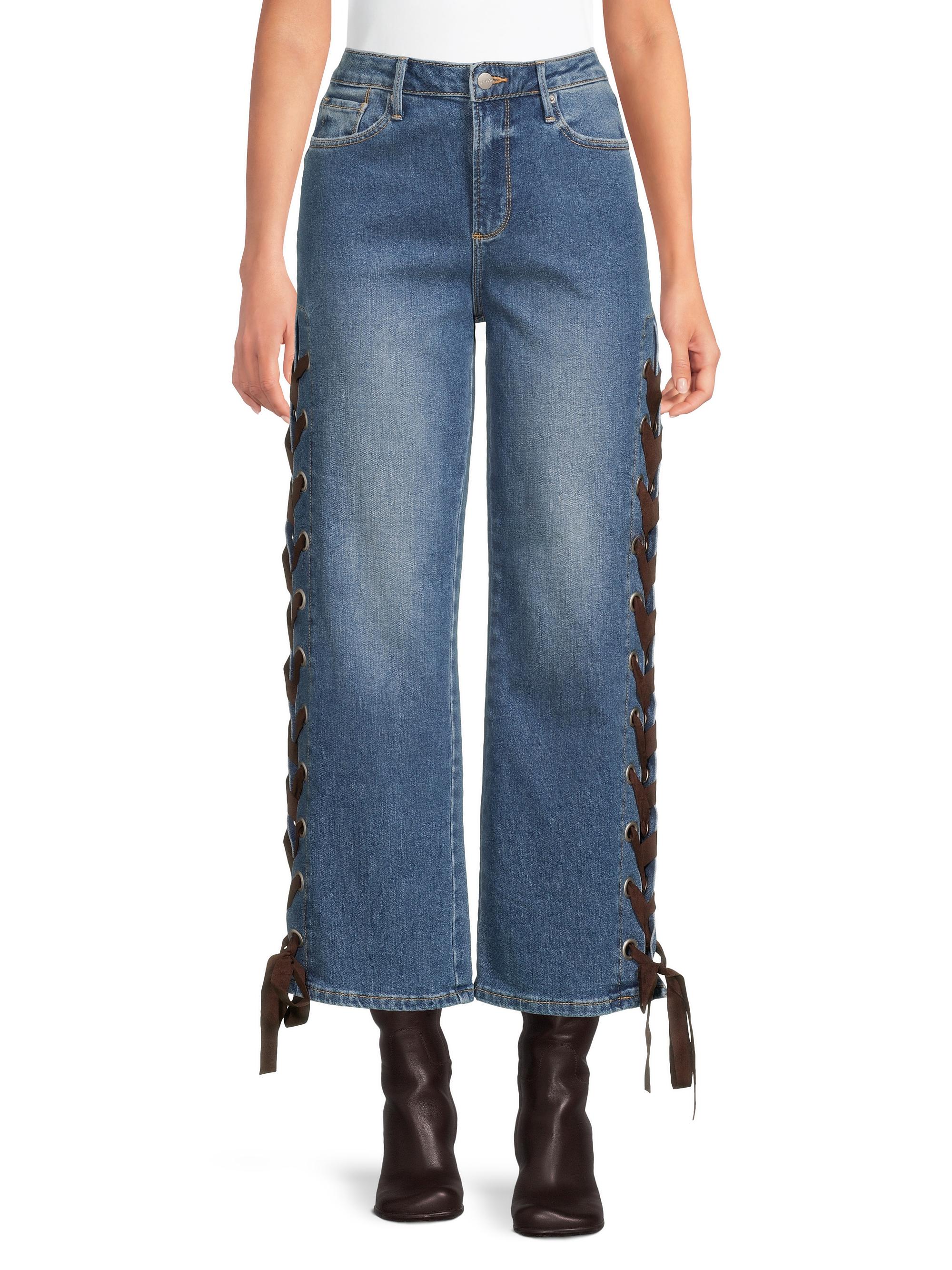 Click here for Driftwood Womens Lacey Suede Bow Lace-Up Denim Wid... prices