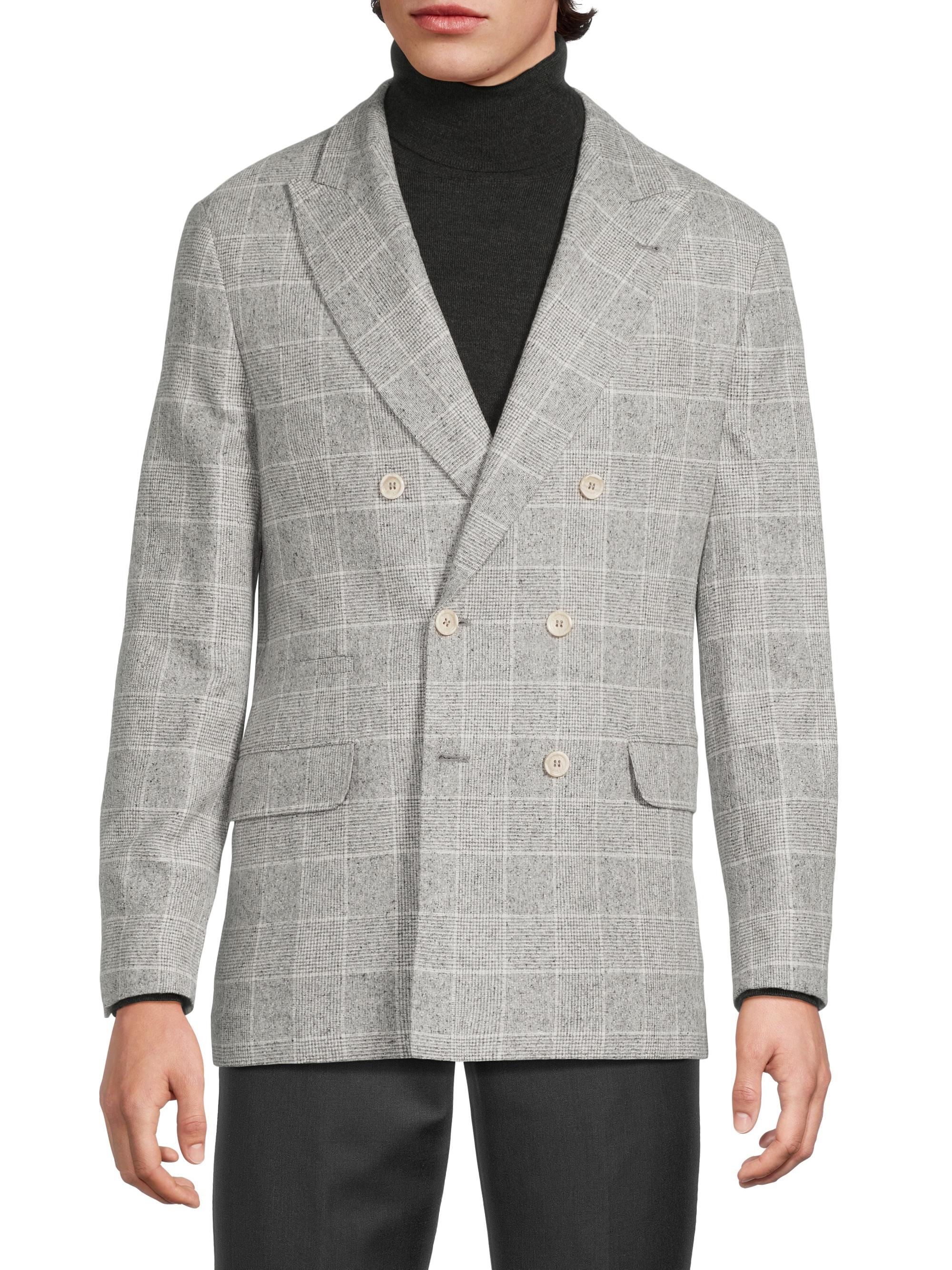 Click here for Brunello Cucinelli Mens Glen Check Silk-Wool Blend... prices