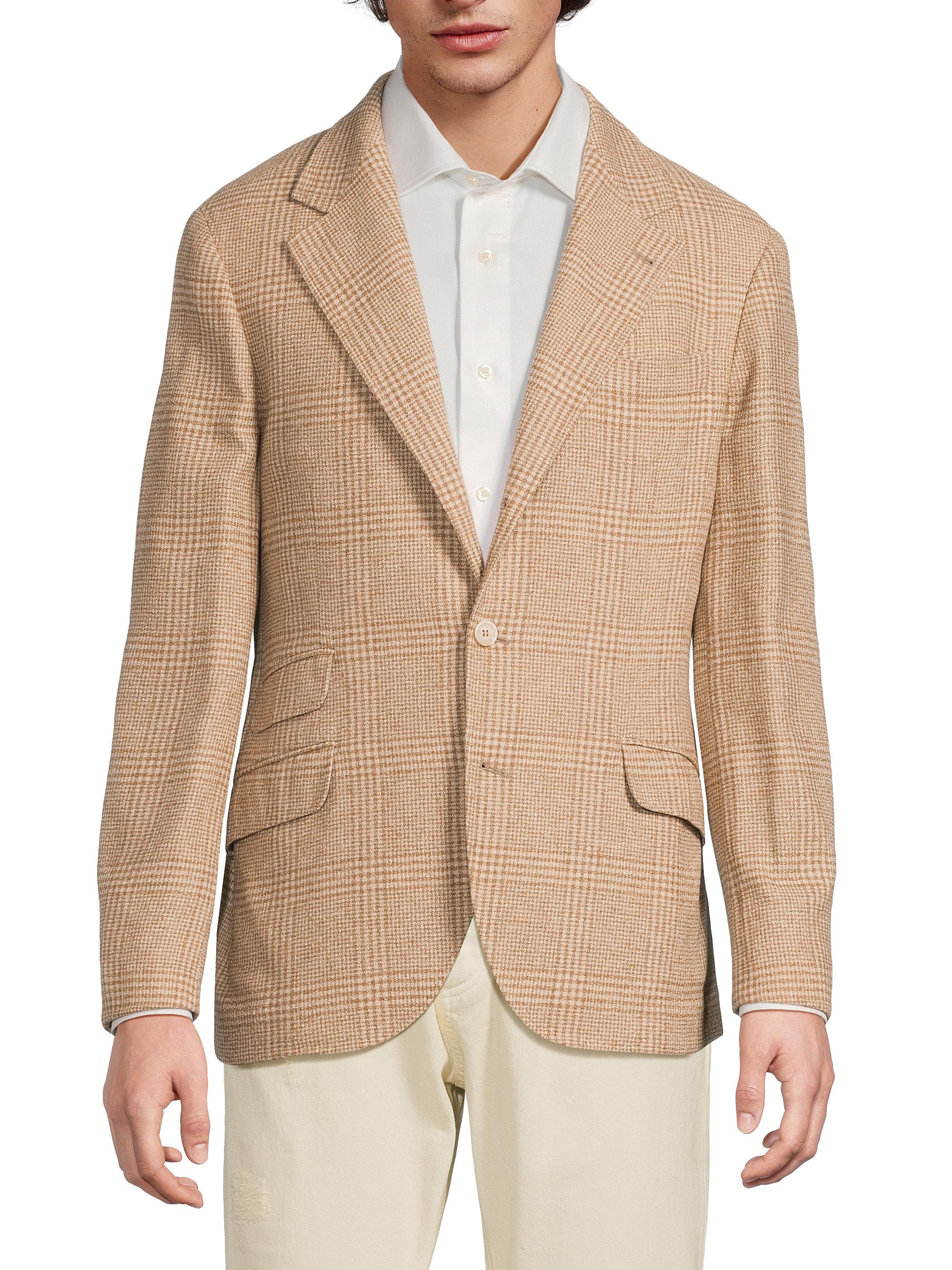 Click here for Brunello Cucinelli Mens Plaid Wool-Blend Tailored... prices