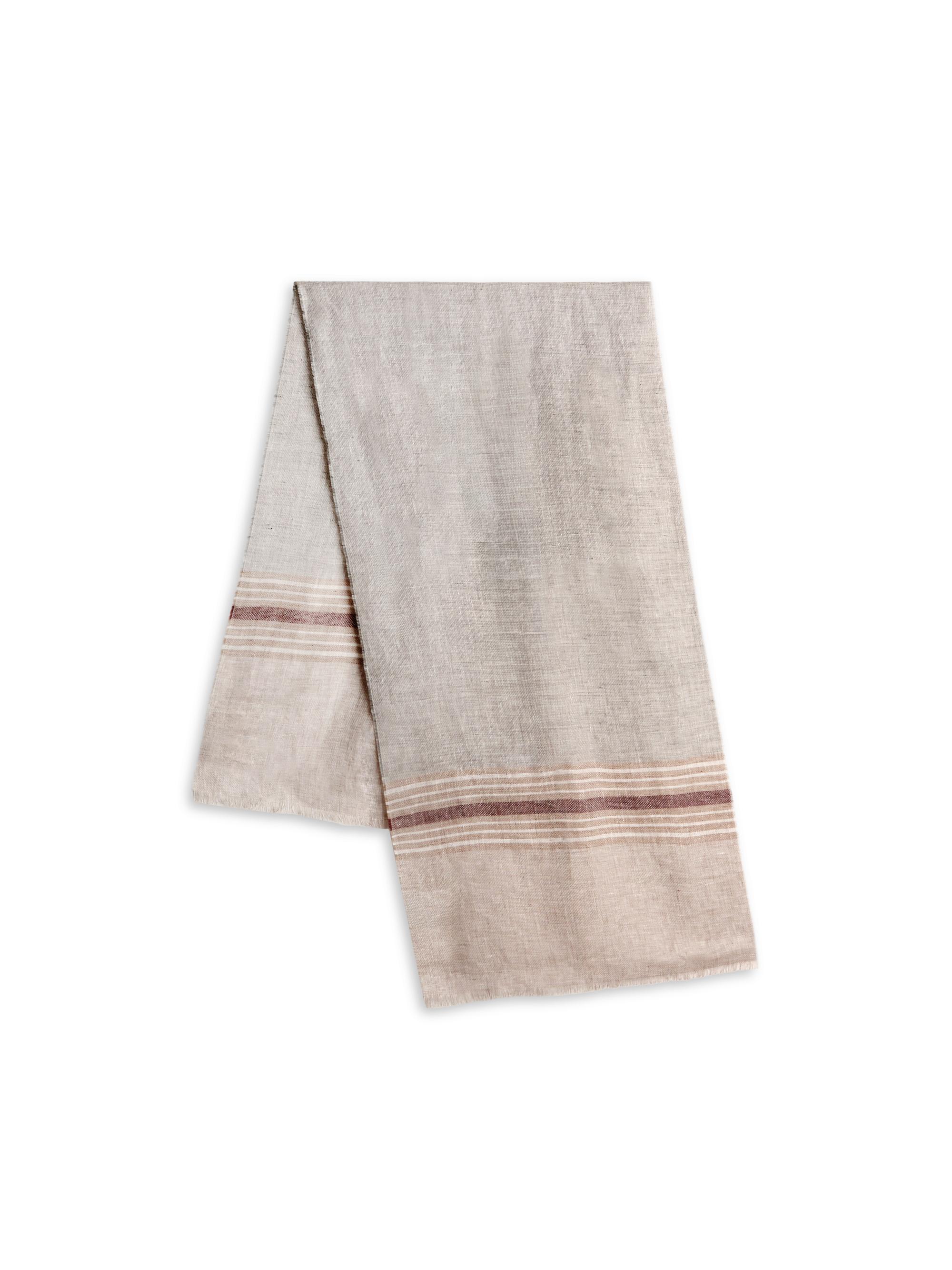 Click here for Brunello Cucinelli Mens Striped Linen Scarf - Brow... prices