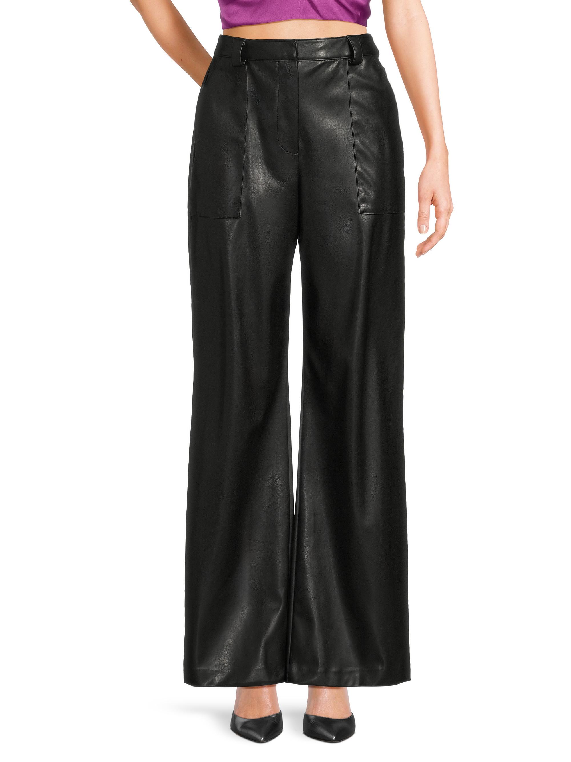 Click here for Ramy Brook Womens Jace Faux Leather Wide-Leg Pants... prices
