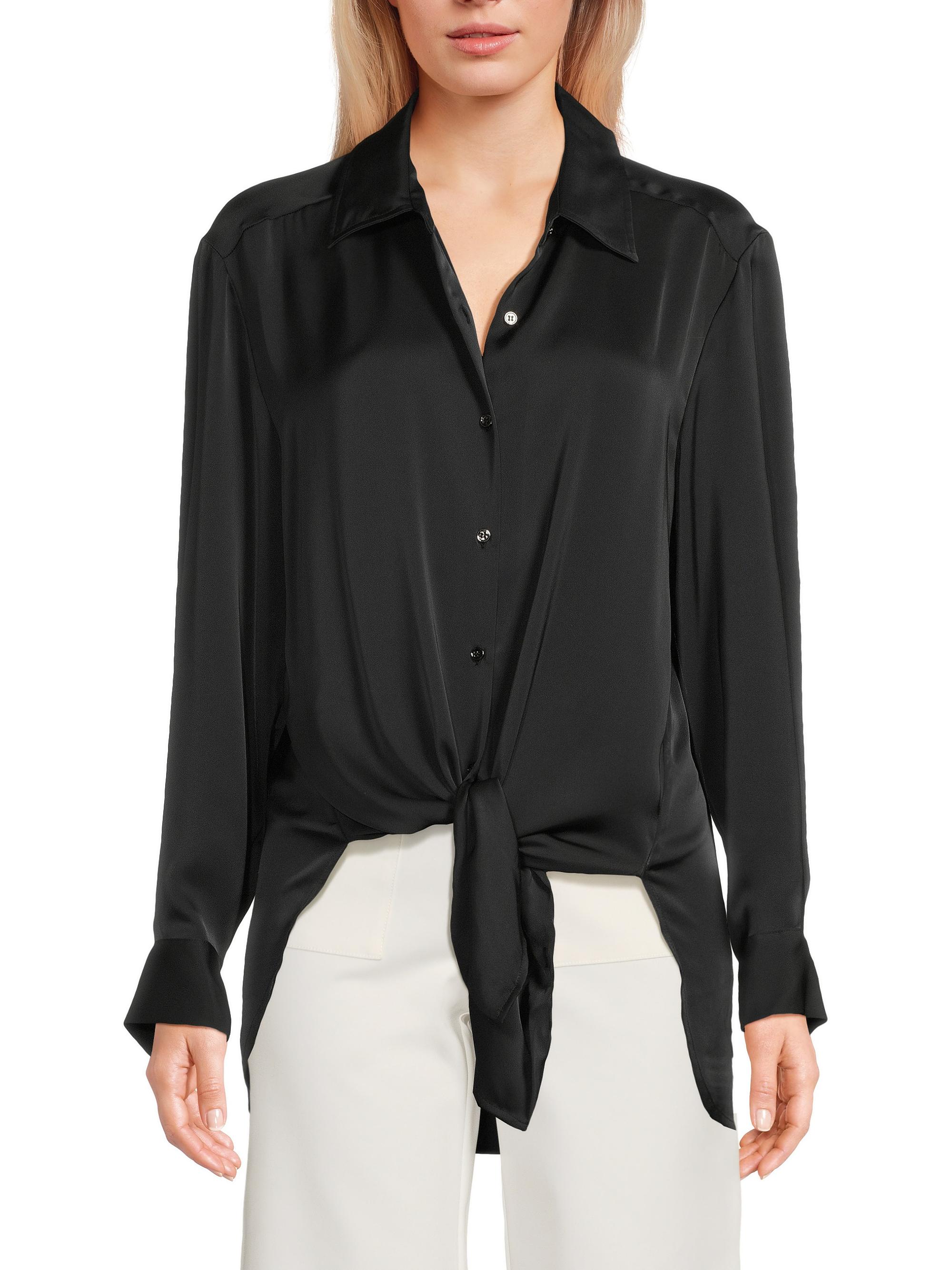 Click here for Ramy Brook Womens Kolby Button-Front Shirt - Black... prices