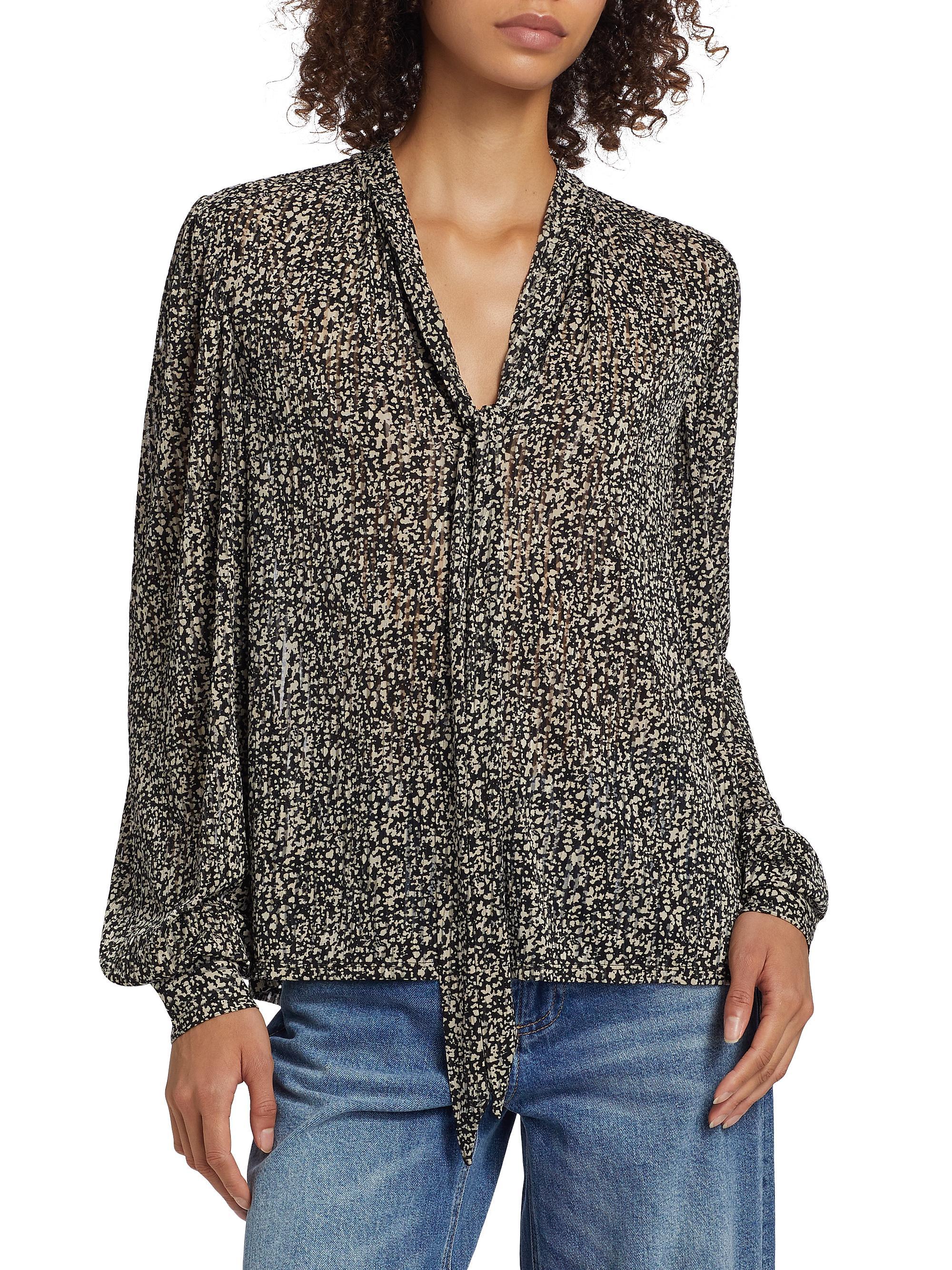 Click here for Ramy Brook Womens Cody Printed Chiffon Blouse - Bl... prices