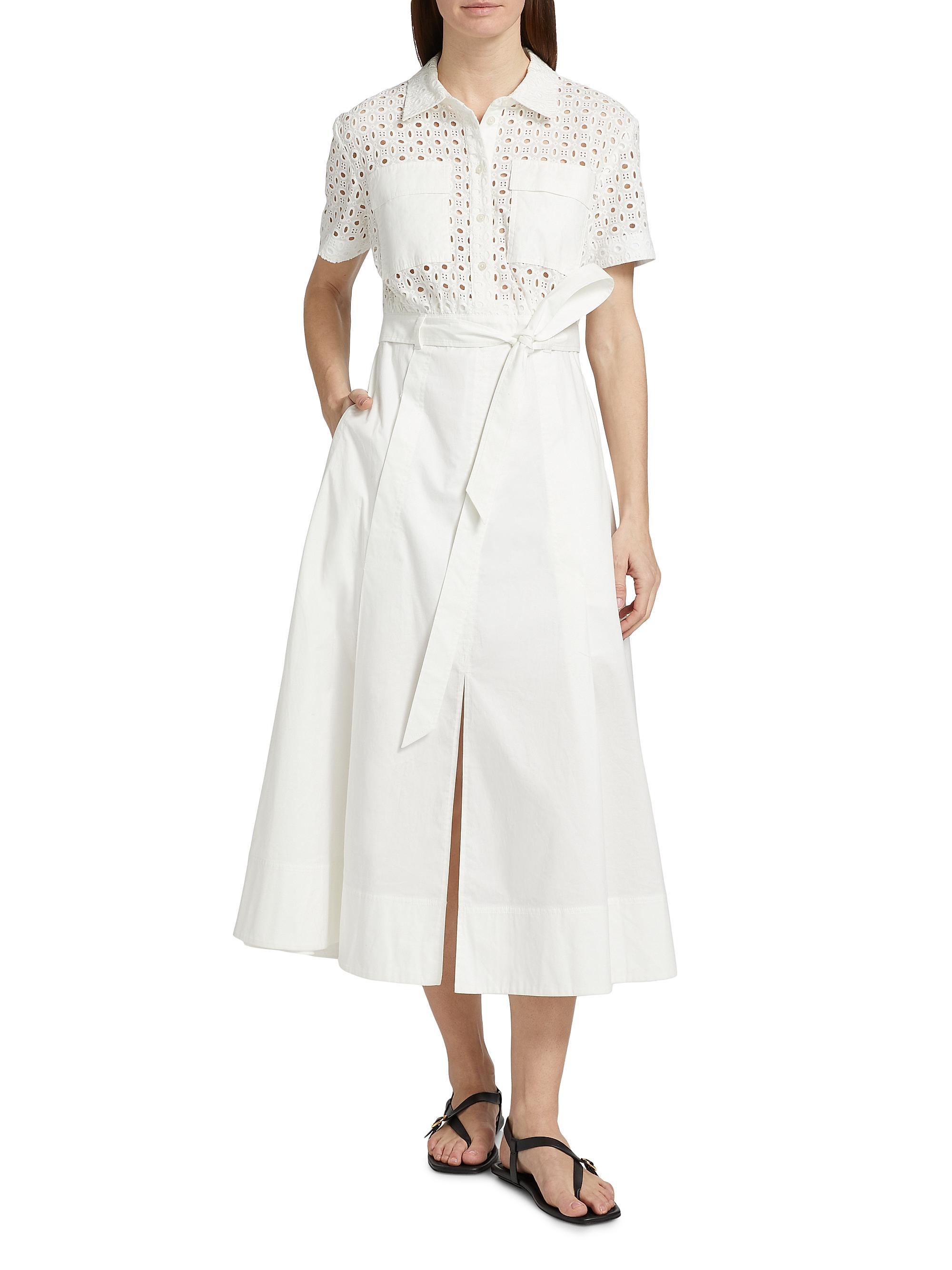 Click here for Tanya Taylor Womens Camille Cotton Twill Midi-Dres... prices