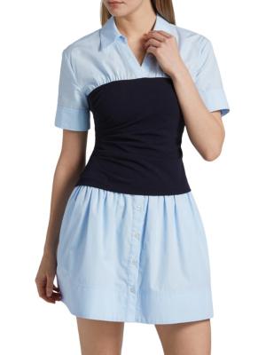 Click here for Tanya Taylor Womens Leanne Two-Tone Shirtdress - O... prices