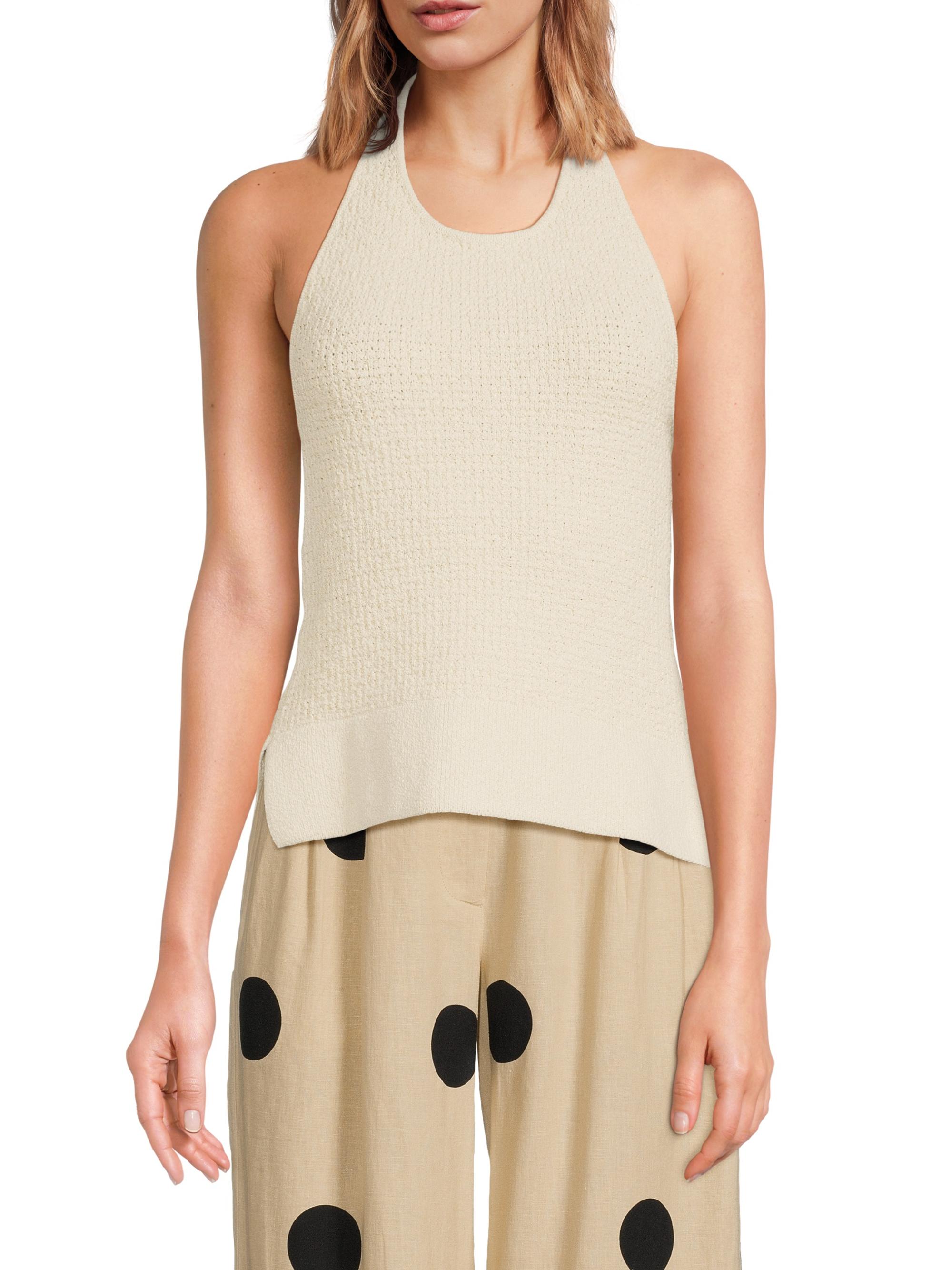 Click here for Tanya Taylor Womens Miller Halter Knit Top - Cream... prices