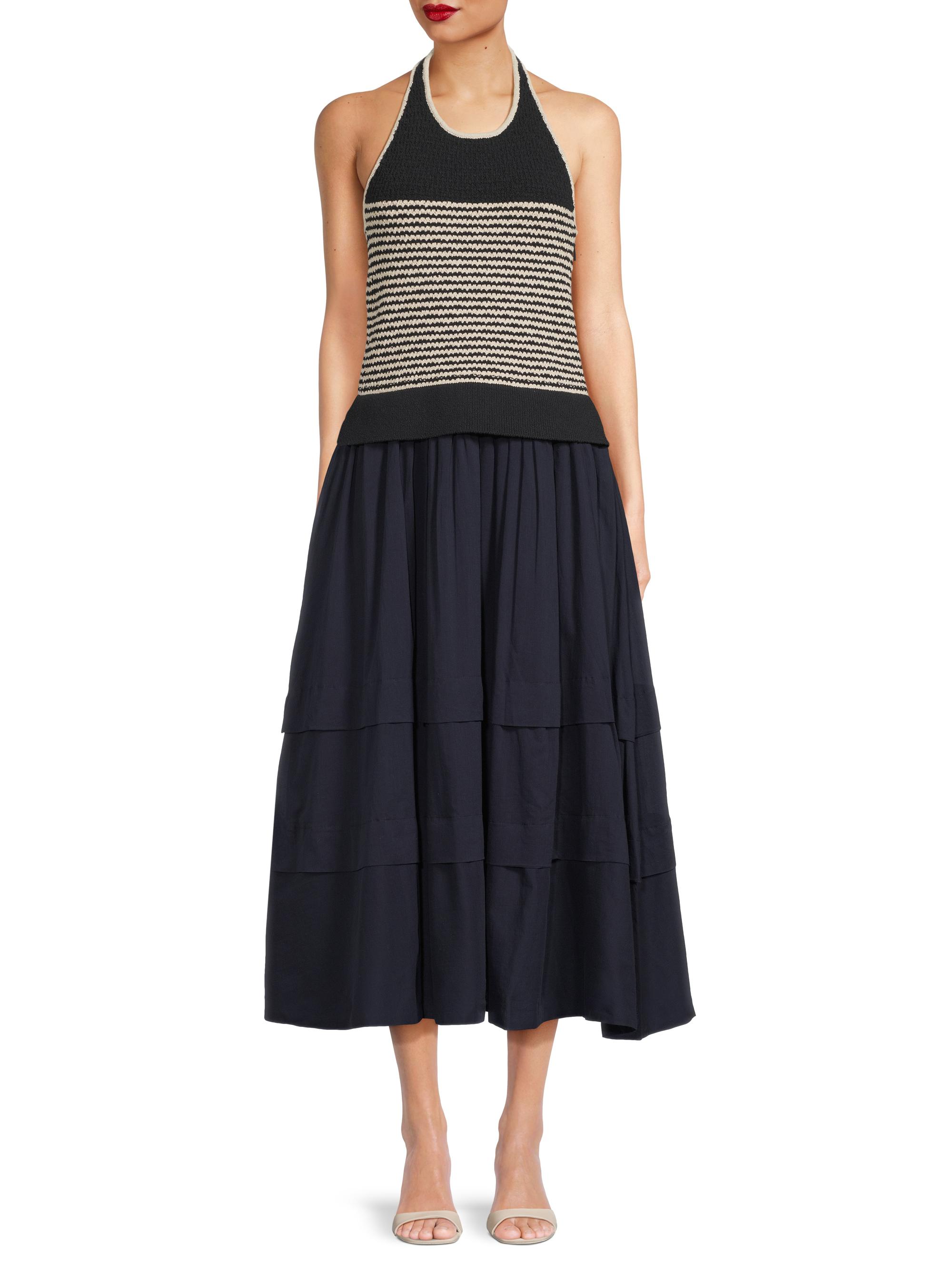 Click here for Tanya Taylor Womens Miller Mixed-Media Halterneck... prices